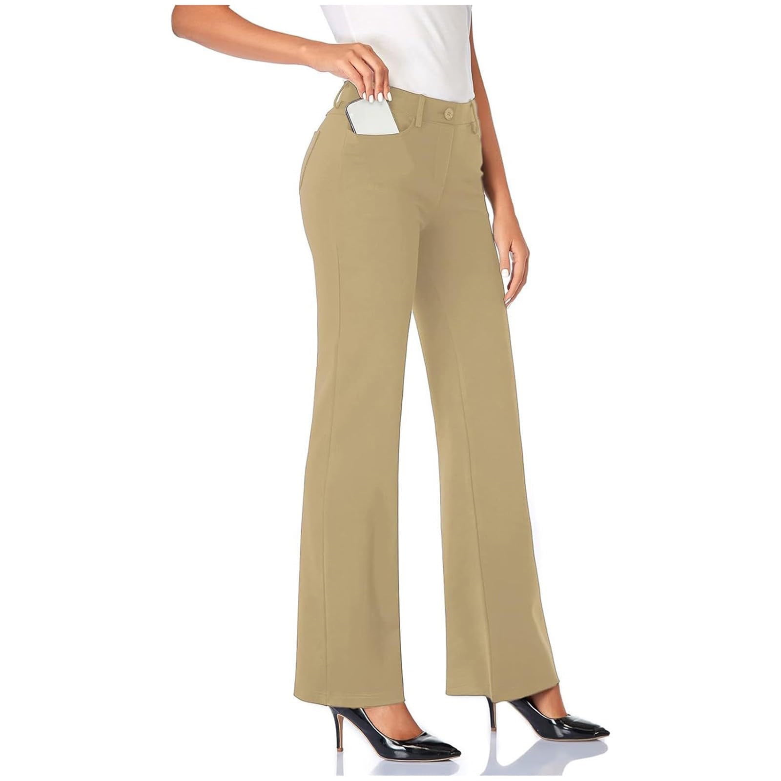 Bootcut Dress Pants For Women Solid High Waisted Straight Pant Regular ...