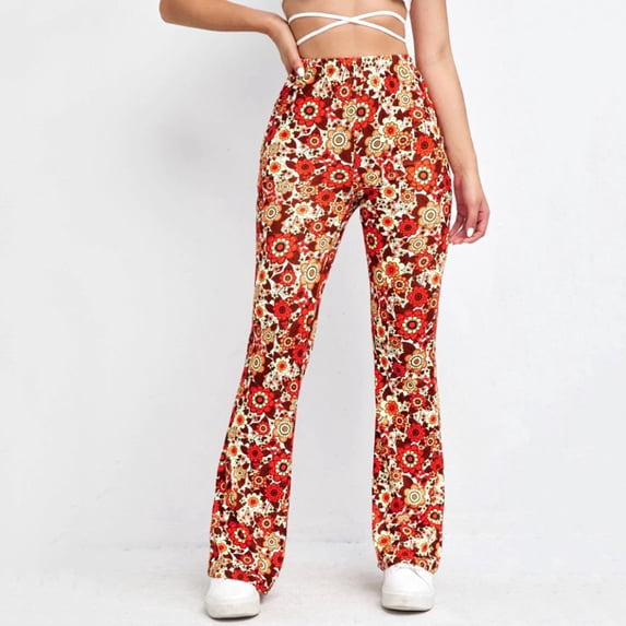 Bootcut High Waisted Yoga Pants Women's Floral Print Workout Wide Leg ...