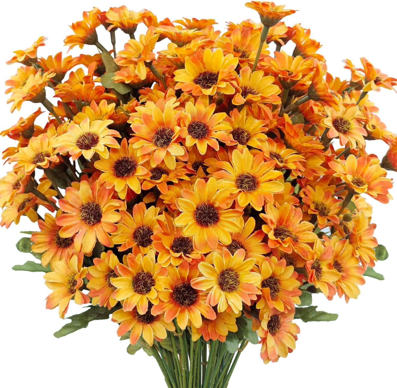 Bootesun 10 Bundles Artificial Fall Flowers Fake Mums, Outdoor No Fade ...