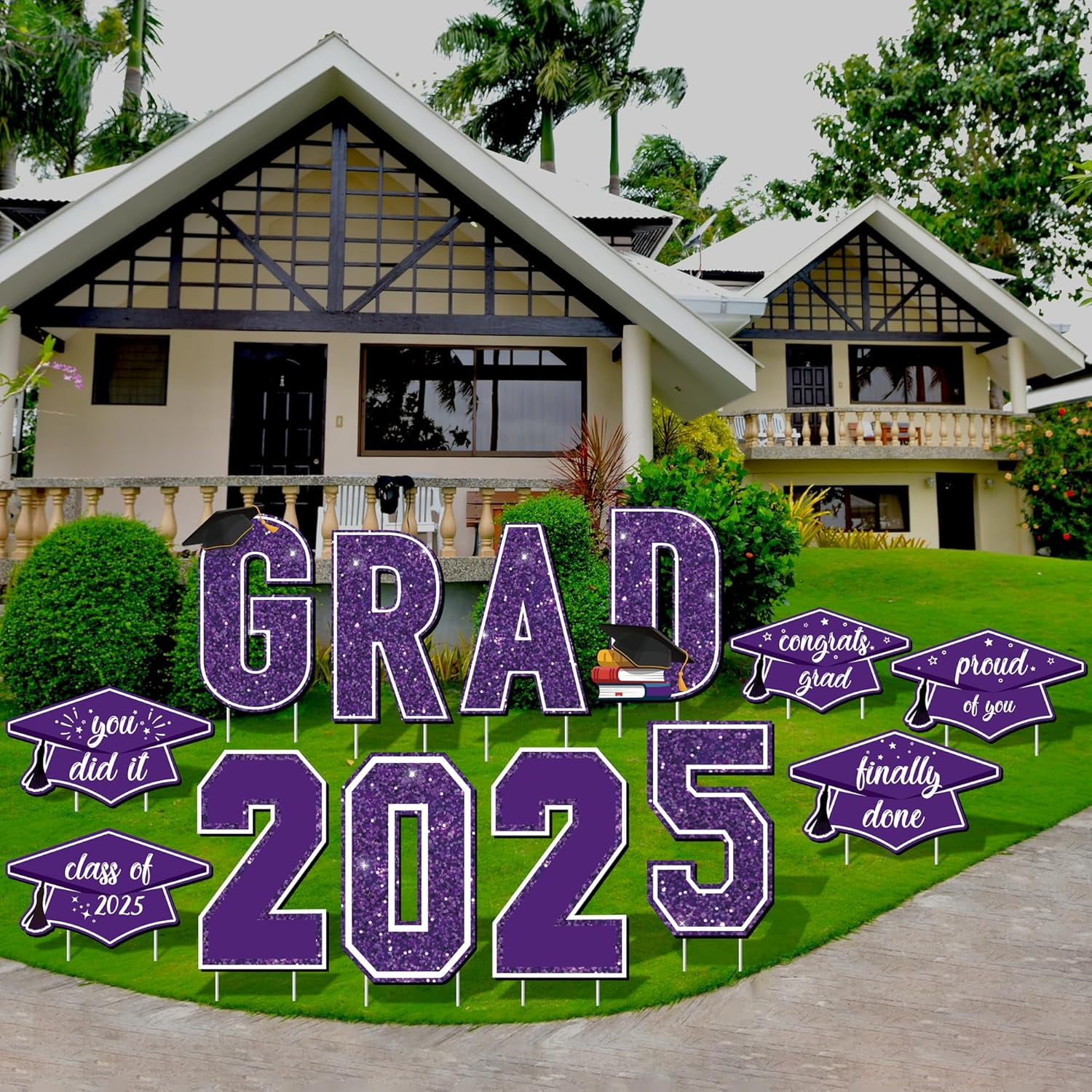 Bootesun 13 PCS 2025 Graduation Yard Signs, Purple Class Of 2025 ...
