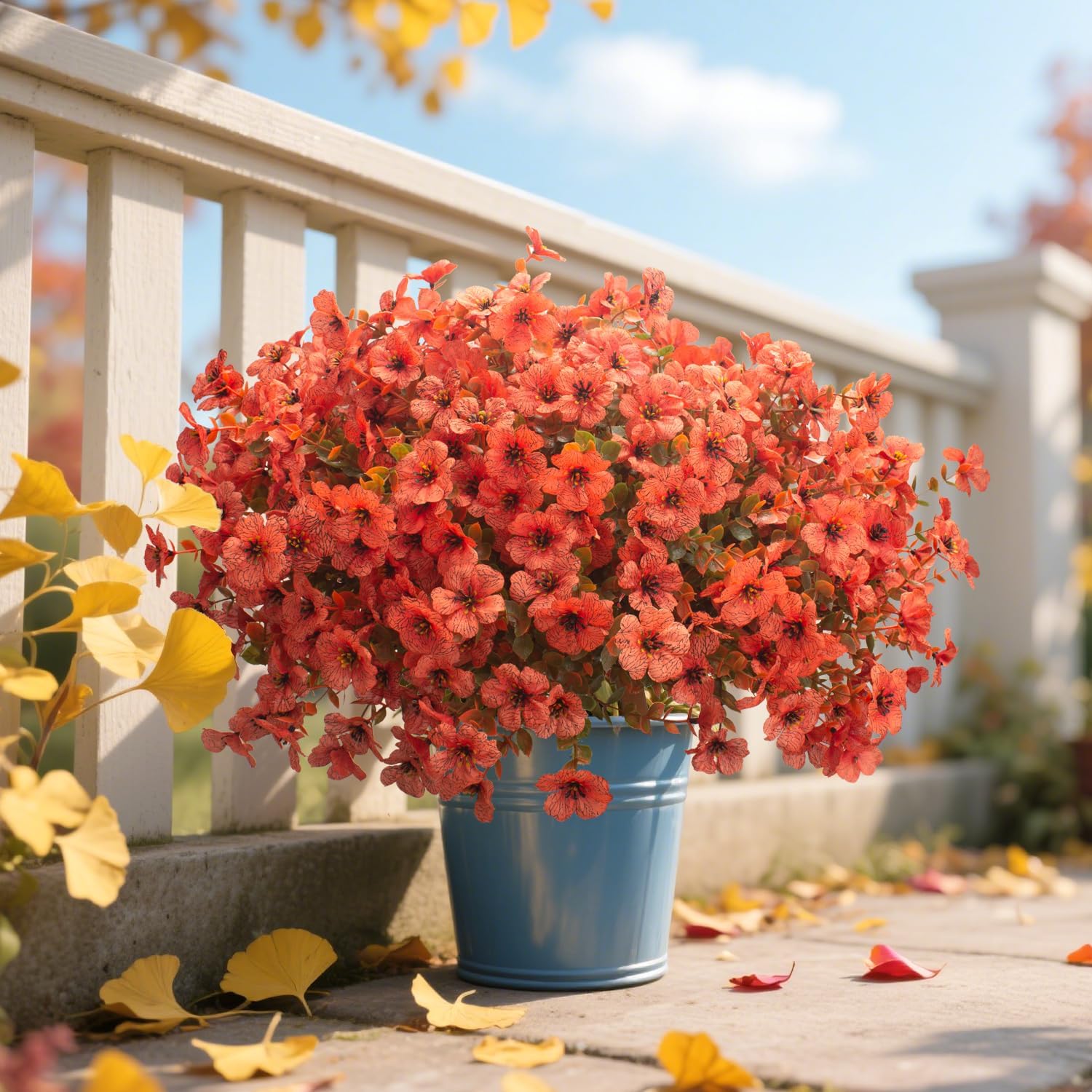Bootesun 16 Bundles Artificial Fall Mums with Eucalyptus, Faux Daisy UV ...
