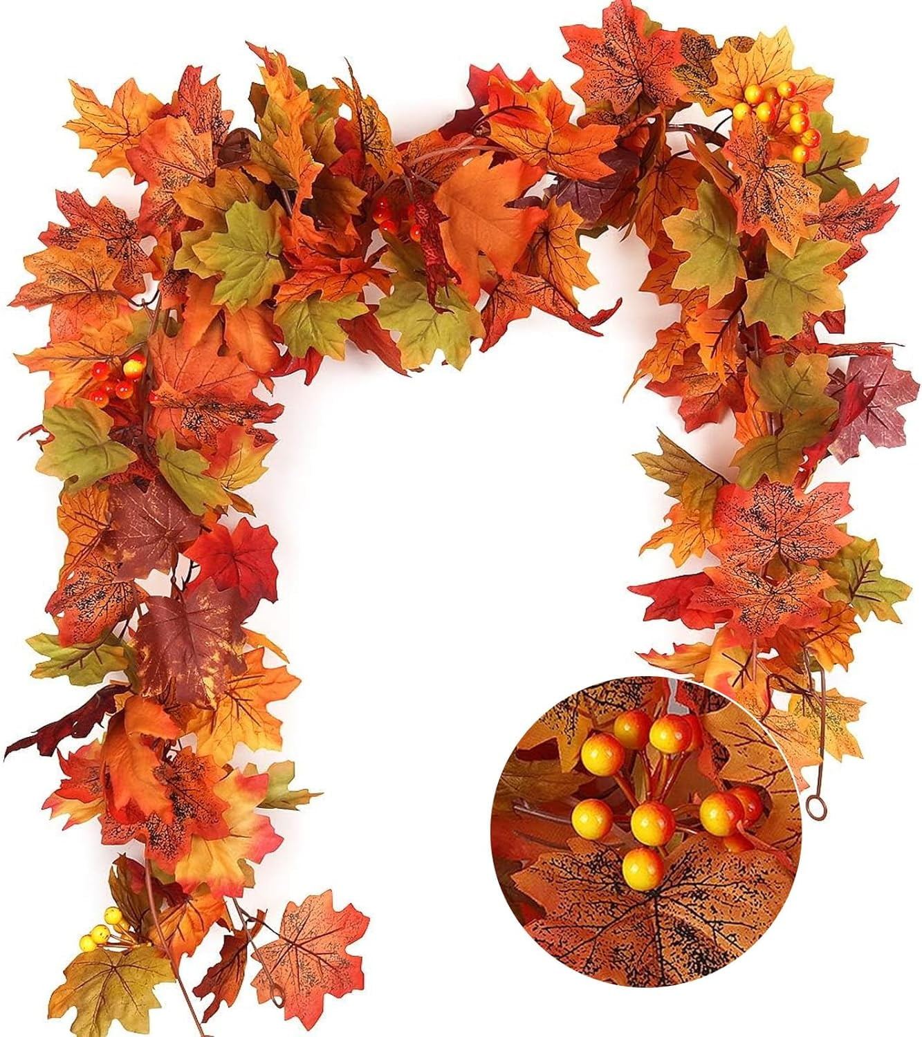 Bootesun 2 Pack 6Ft Fall Maple Leaves Garland Outdoor, Fall Hanging ...