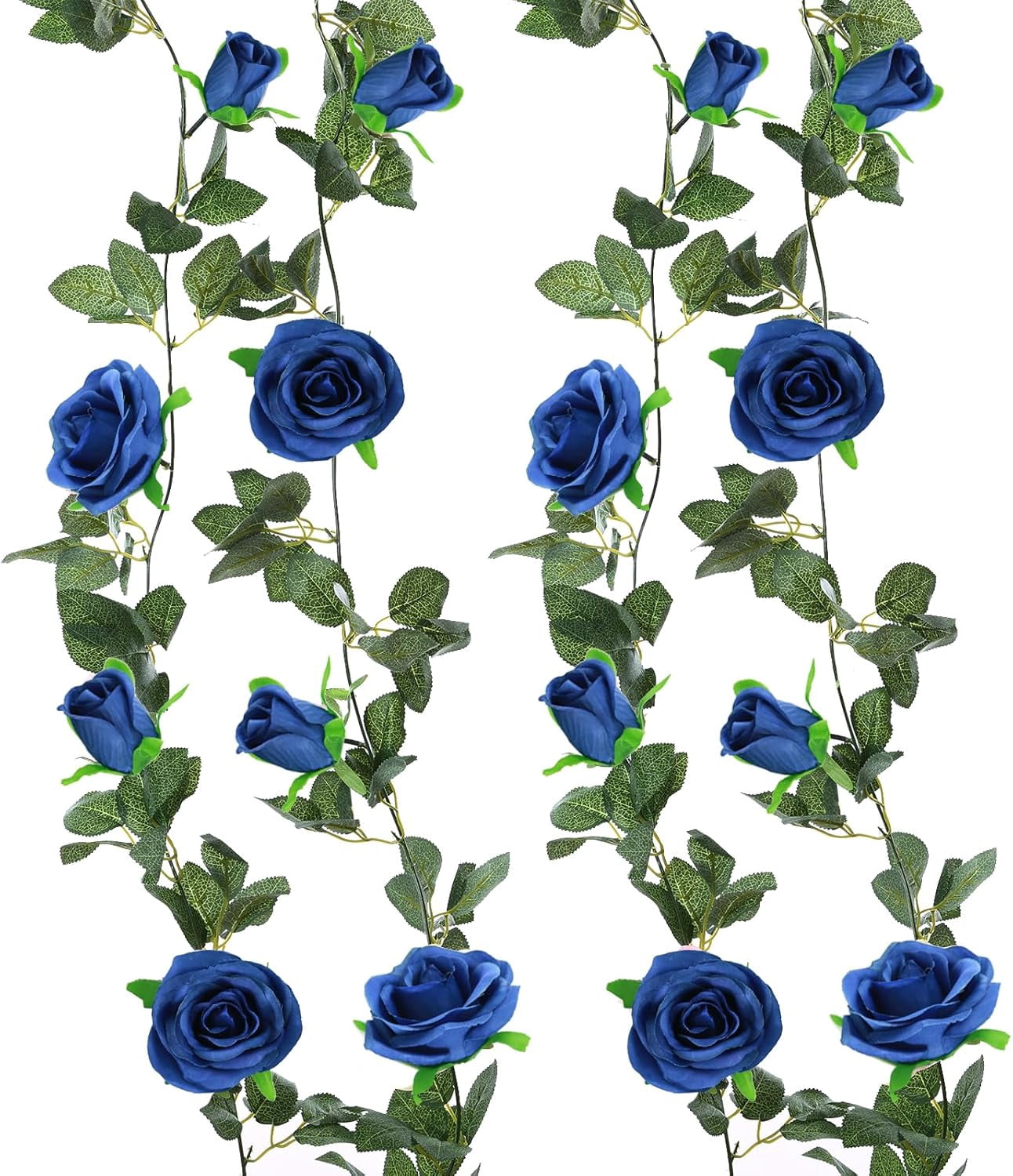 Bootesun 2 Pack Blue Artificial Floral Garland, Each 6.5FT Fake Rose ...