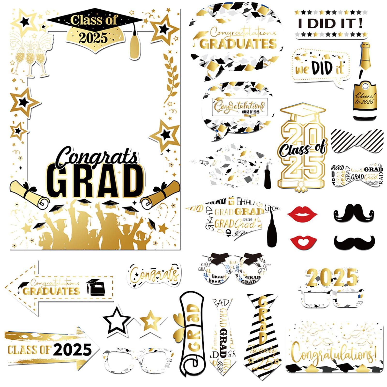 Bootesun 26PCS Class of 2025 Graduation Party Photo Props & Selfie ...