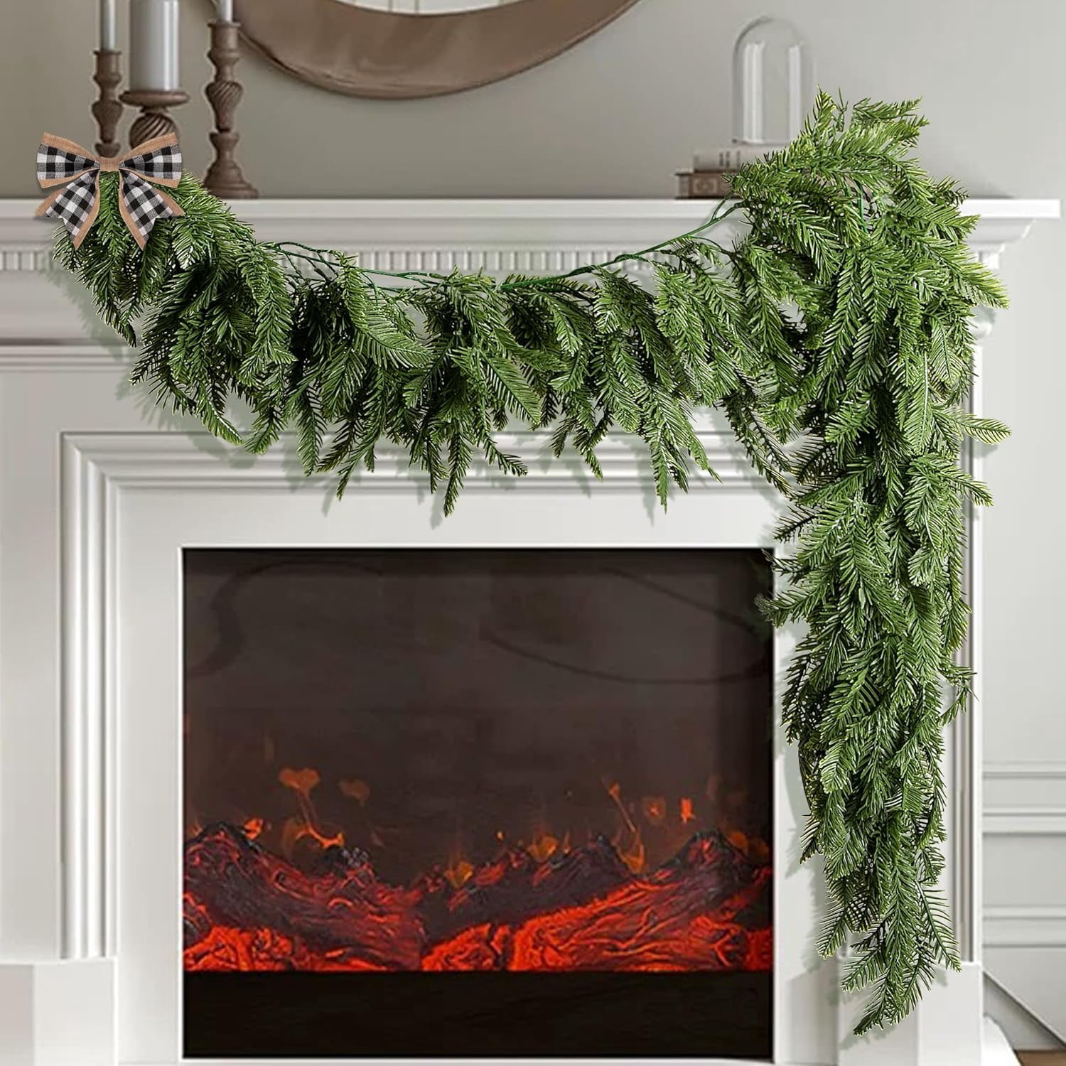 Bootesun 2PCS Realistic Touch Norfolk Pine Garland - 5Ft Artificial ...