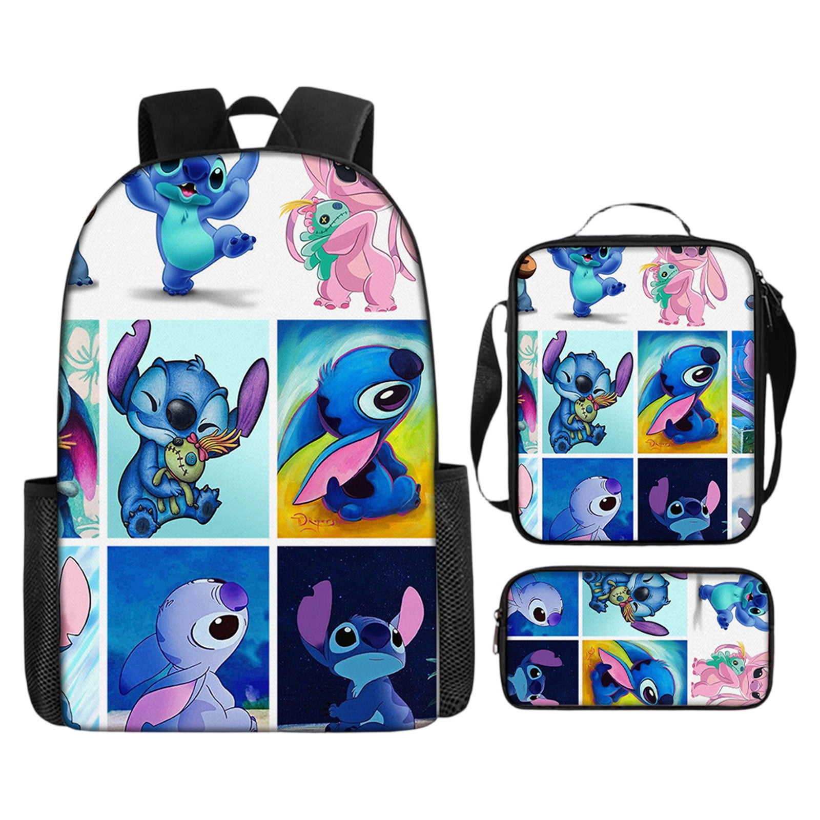 Bootesun 3PCS Stitch Backpacks, Large Capacity Cartoon Print School Bag ...