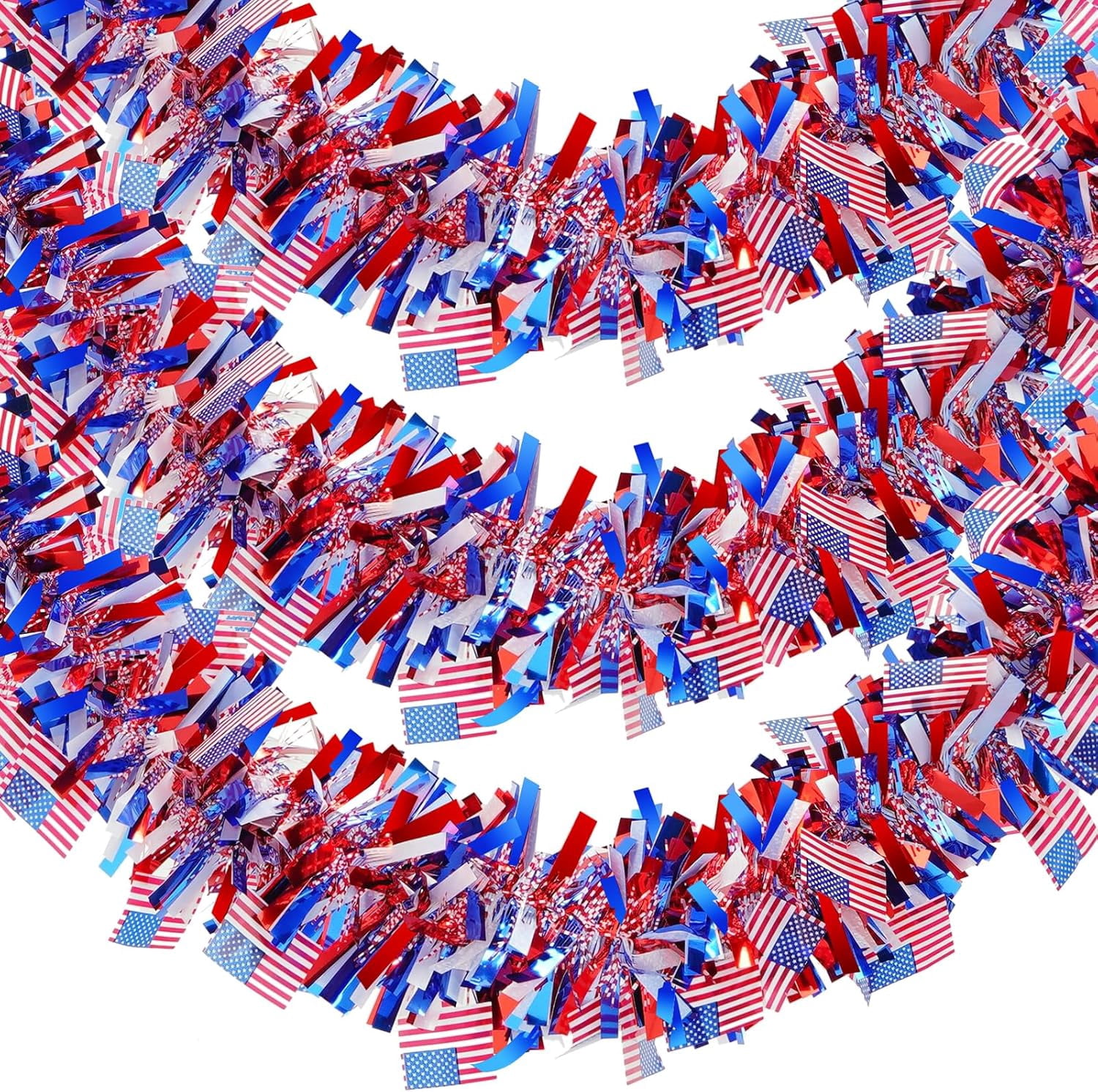 Bootesun 40Ft 4th of July Decorations Patriotic Tinsel Garland Red ...