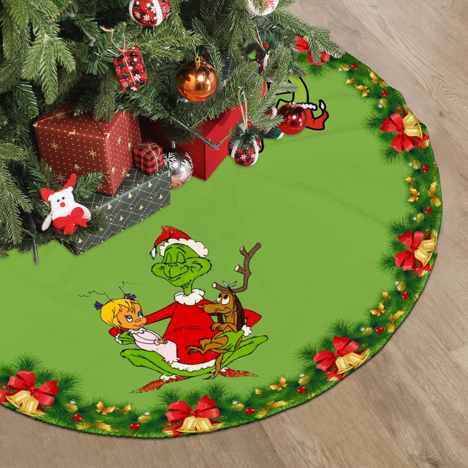 Bootesun 48 Inch Funny Griinch Print Christmas Tree Skirt, Unique ...