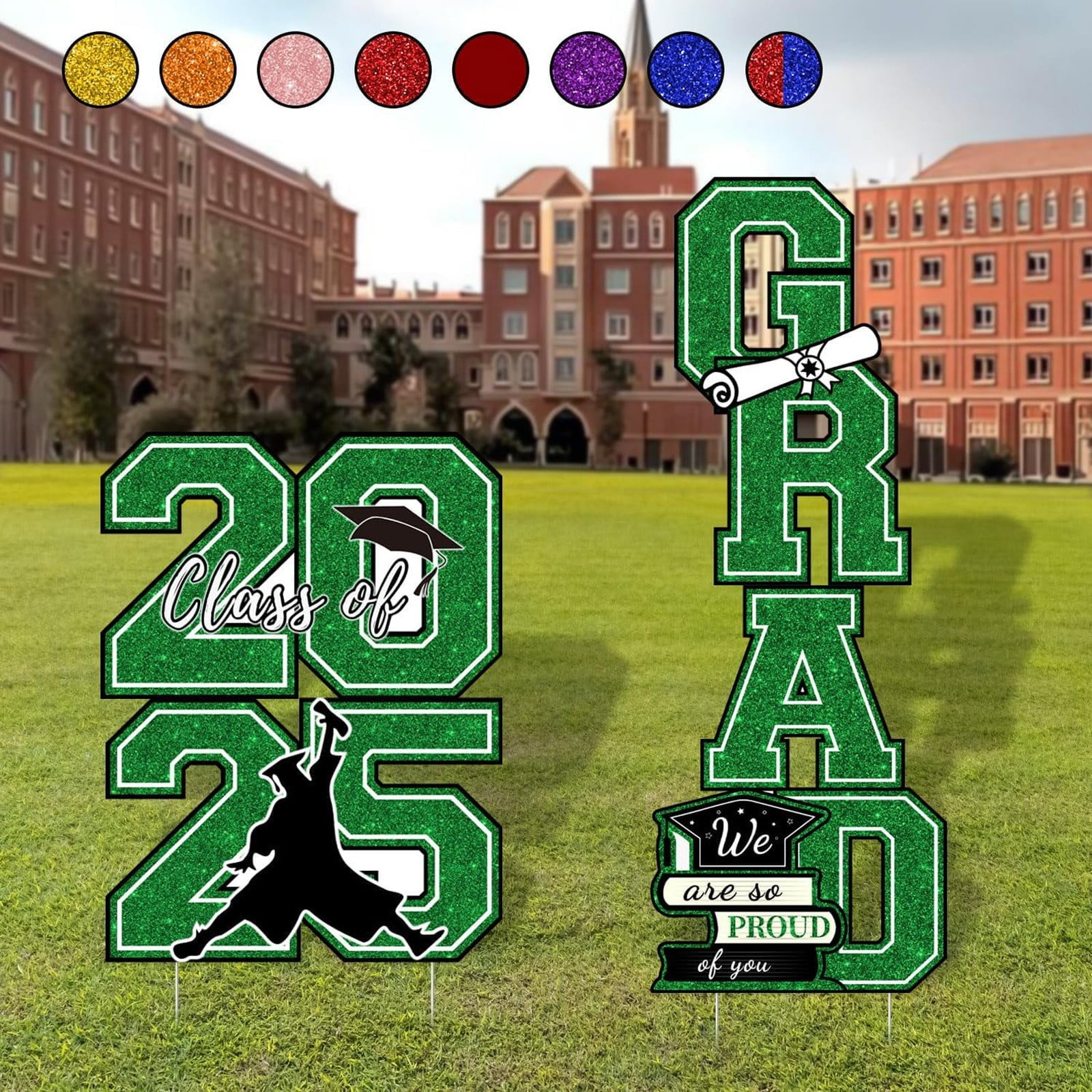 Bootesun 4PCS Class of 2025 Congrats Grad Yard Sign, Green Graduation ...