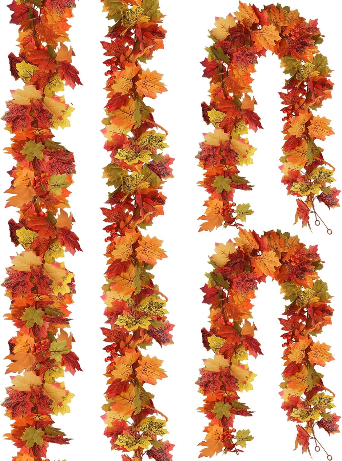 Bootesun 4 PCS Artificial Autumn Maple Leaves Garland, 6Ft/Pieces Fall ...
