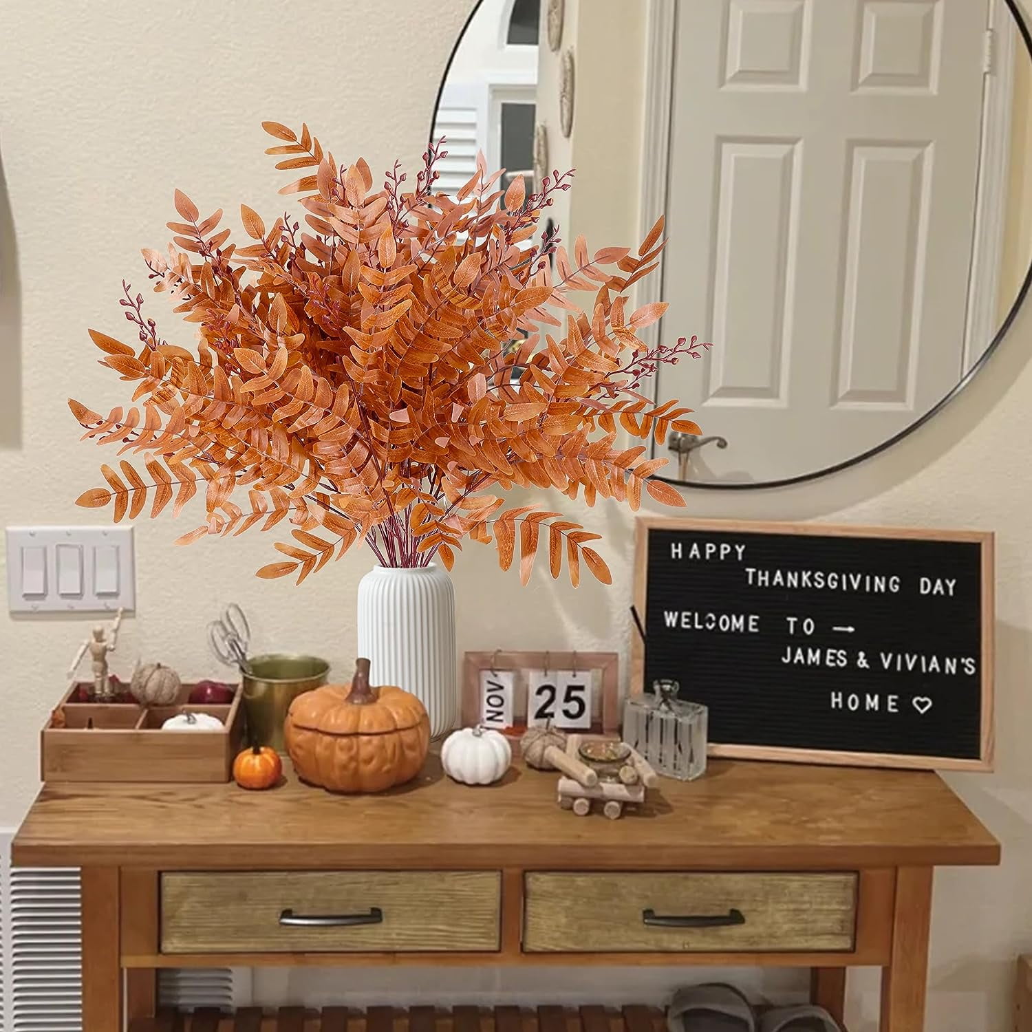 Bootesun 4Pack Artificial Fall Greenery Stem, Autumn Faux Flowers ...