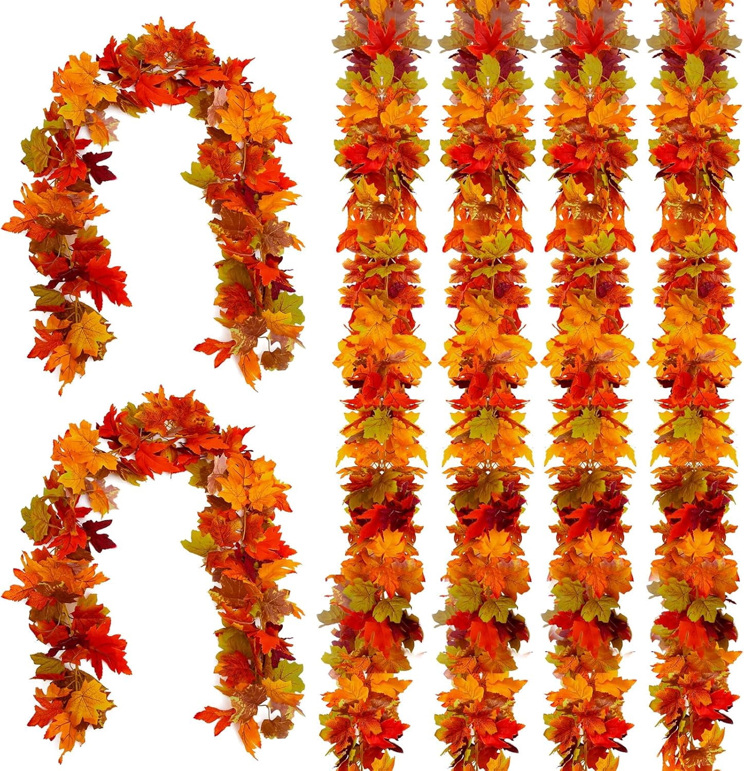 Bootesun 6 Pack Fall Garland, Autumn Leaves Garland for Mantle Indoor ...