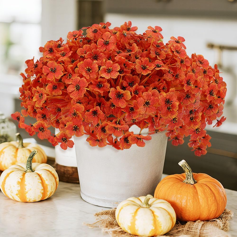 Bootesun Artificial Mum Flowers for Outdoors, 16 Bundles UV Resistant ...