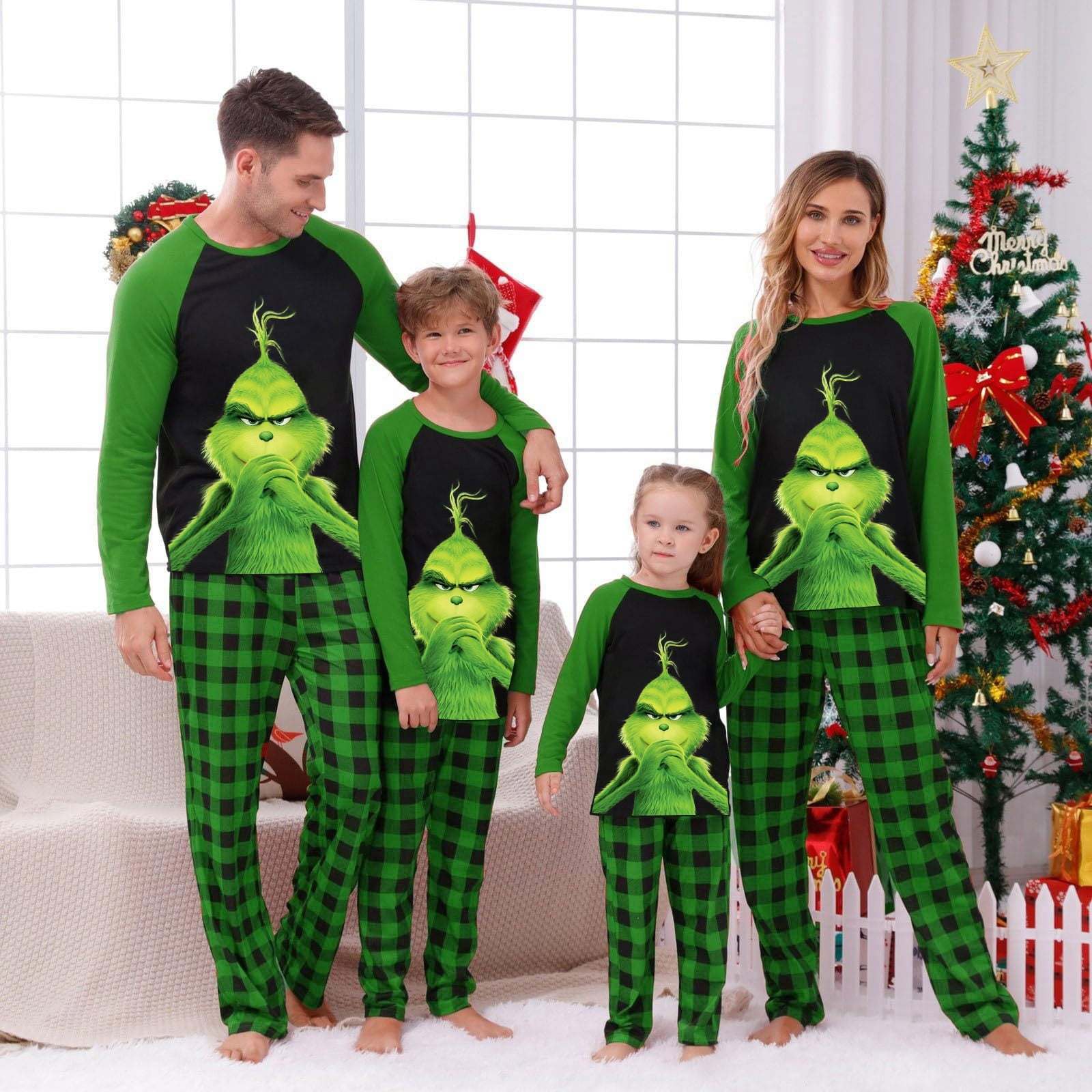 Bootesun Christmas Green Elf Pajamas 2-Piece Printing Sets, Union Suit ...