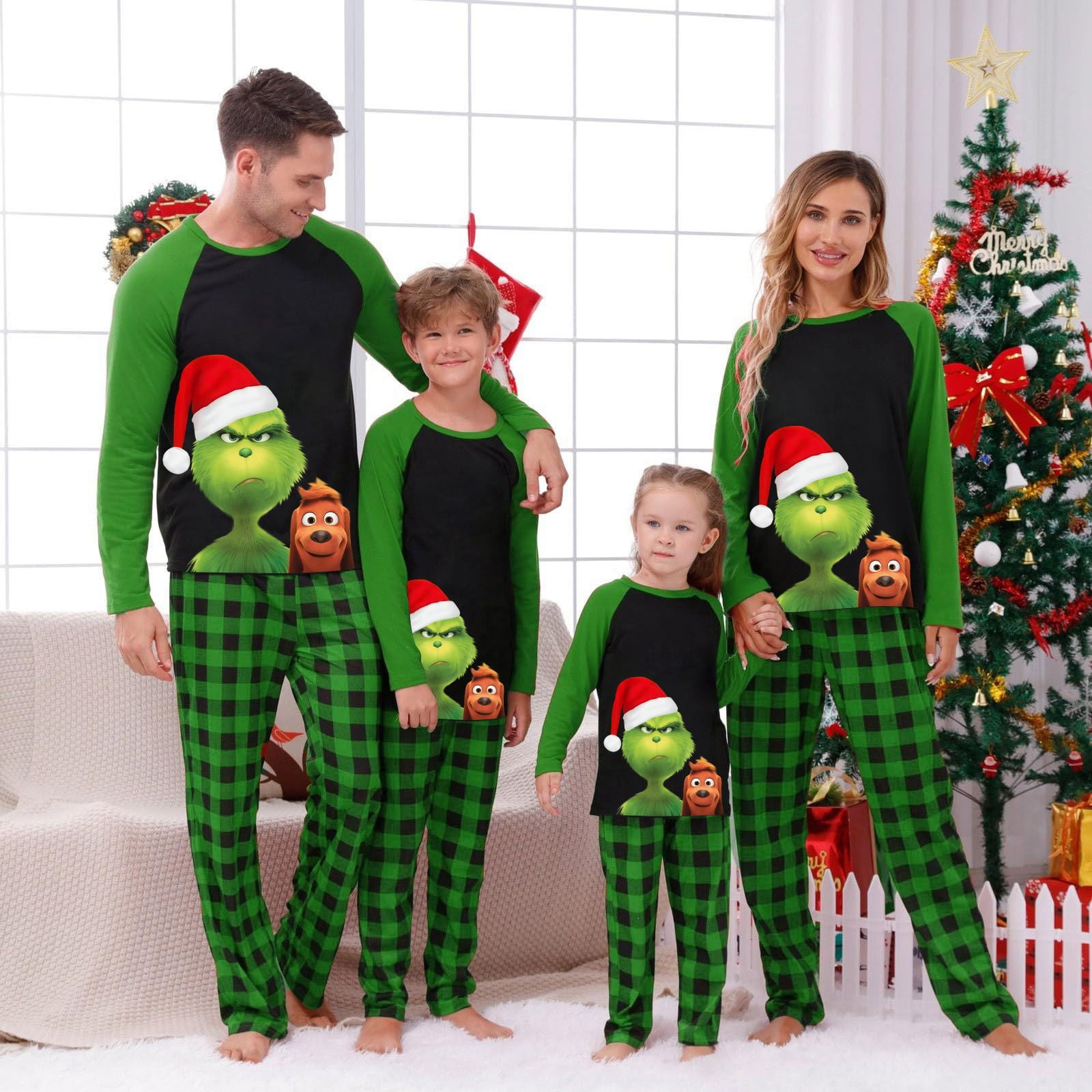 Bootesun Christmas Green Elf Print Family Matching Pajamas, Union Suit ...
