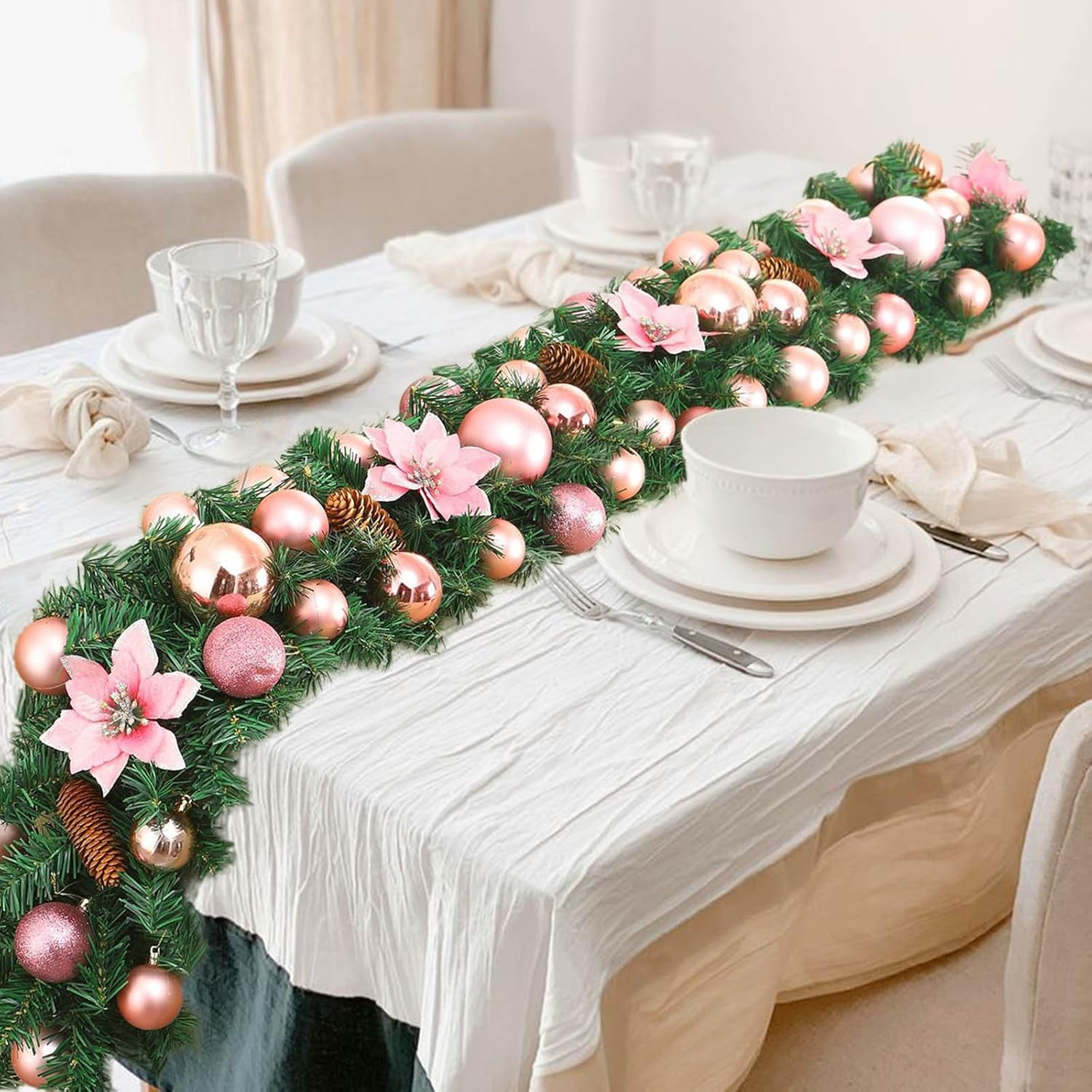 Bootesun Christmas Rattan Garland,Christmas Rattan Artificial Flower ...