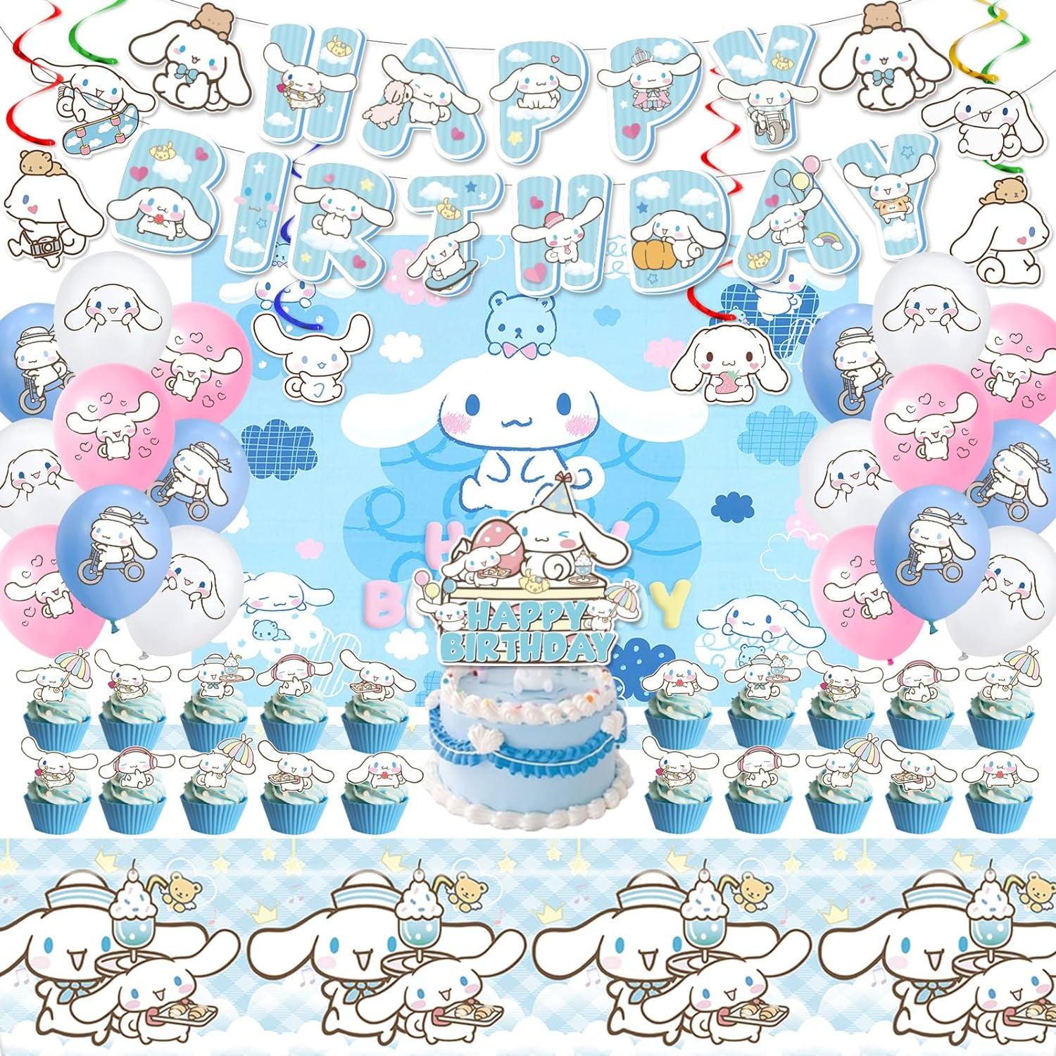 Bootesun Cinnamoroll Birthday Decorations, Adorable Party Supplies Set ...