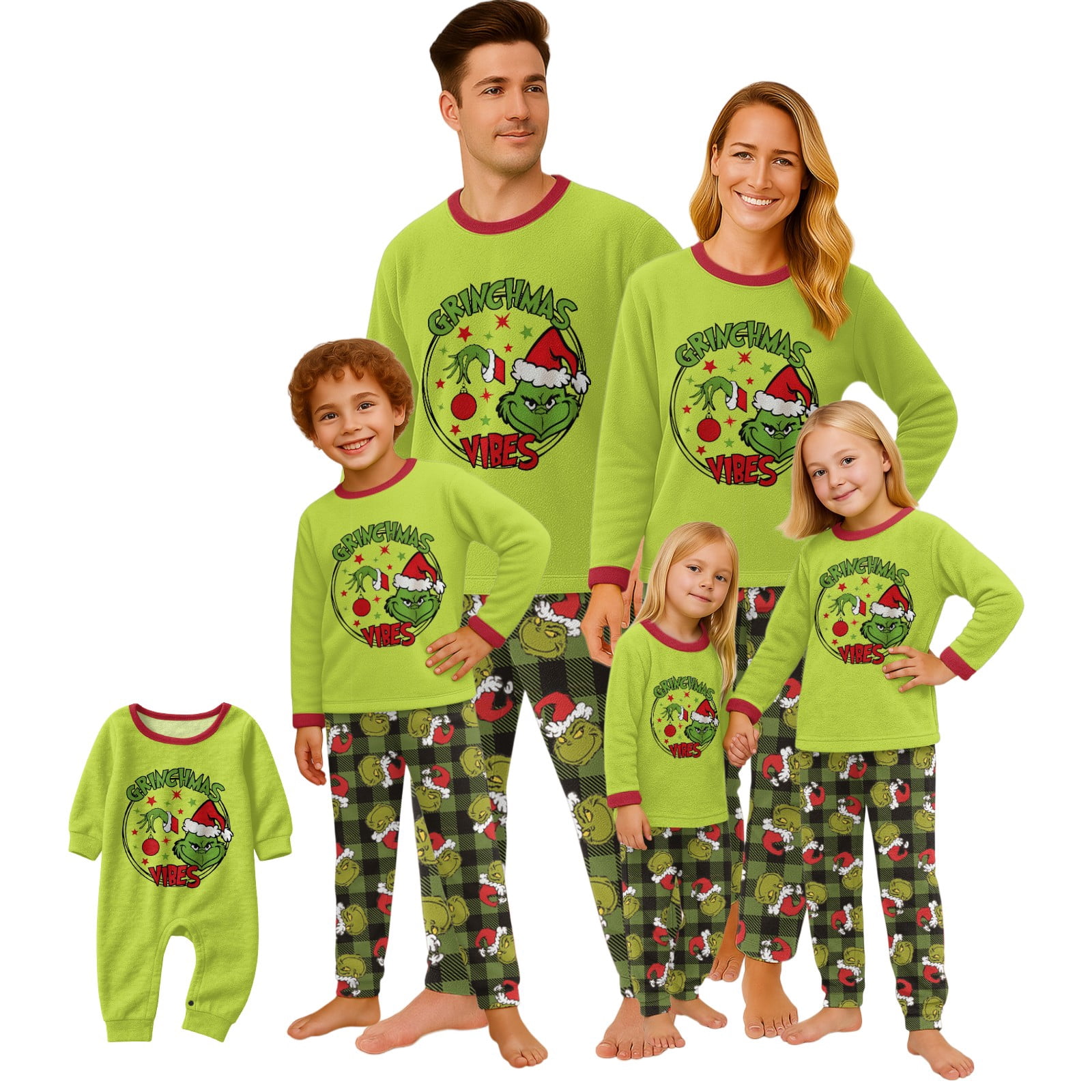 Bootesun Cozy Christmas Green Elf Pajama Sets for Families, Matching ...