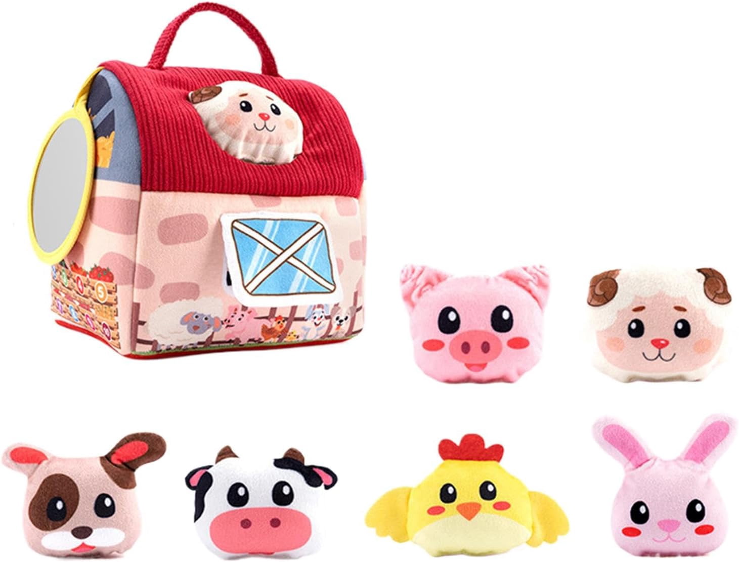Bootesun Farm Playset, Stuffed Animal Toy Set, Barn House Carrier, Soft ...