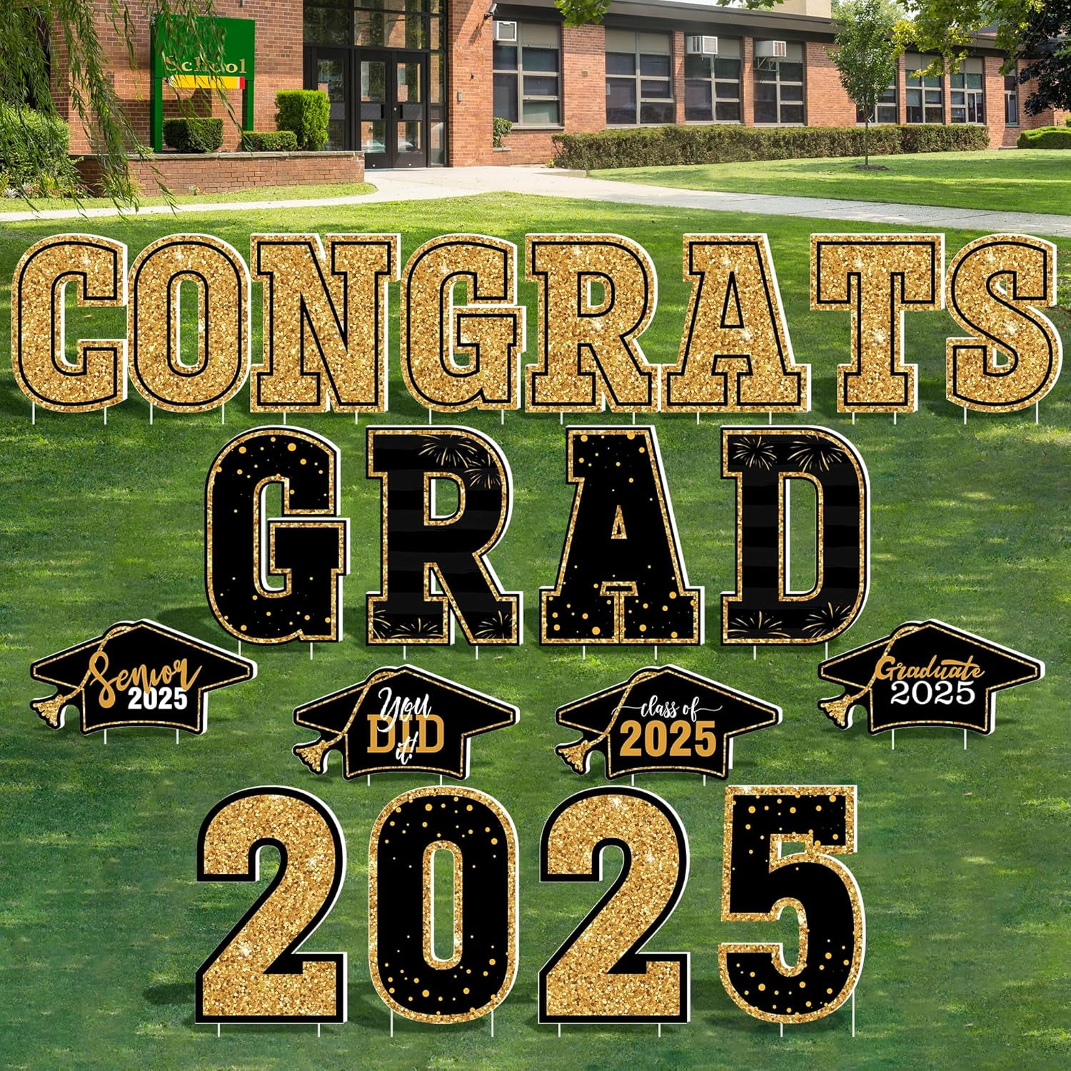 Bootesun Graduation Yard Signs, Blackgold Graduation Yard Sign Class of ...