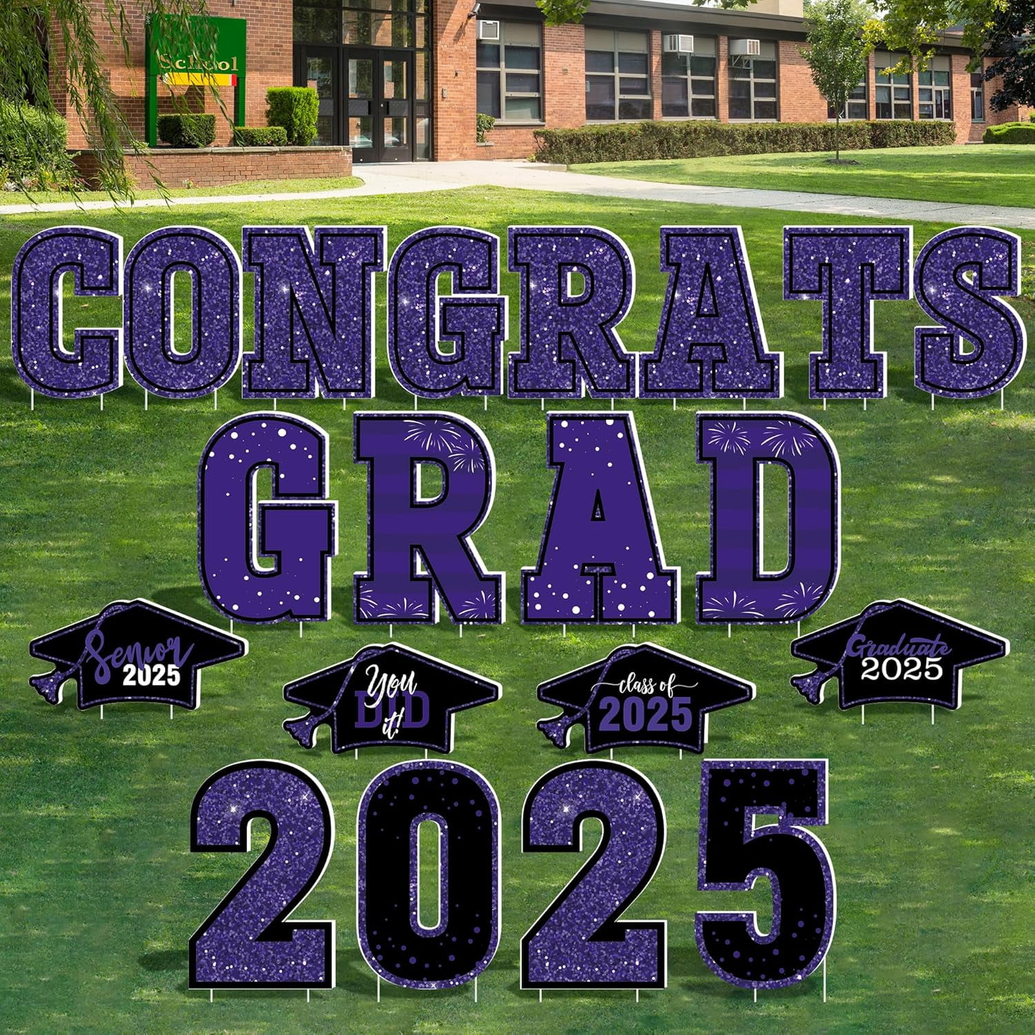 Bootesun Graduation Yard Signs, Purple Graduation Yard Sign Class of ...