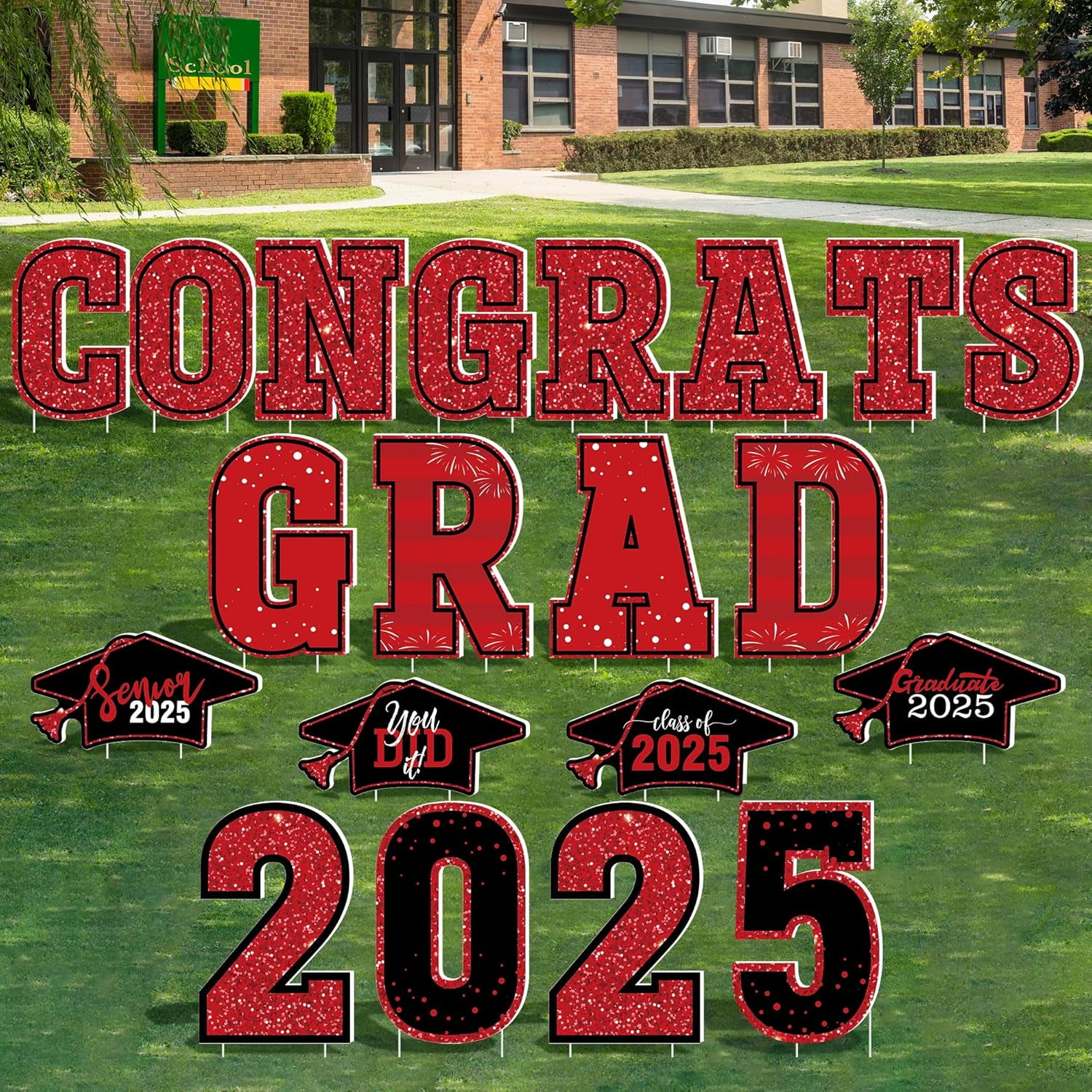 Bootesun Graduation Yard Signs, Red Graduation Yard Sign Class of 2025 ...