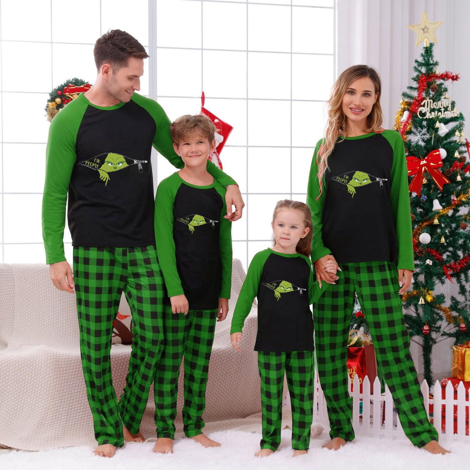 Bootesun Green Elf Pajamas 2-Piece Printing Sets, Cute Christmas Pjs ...