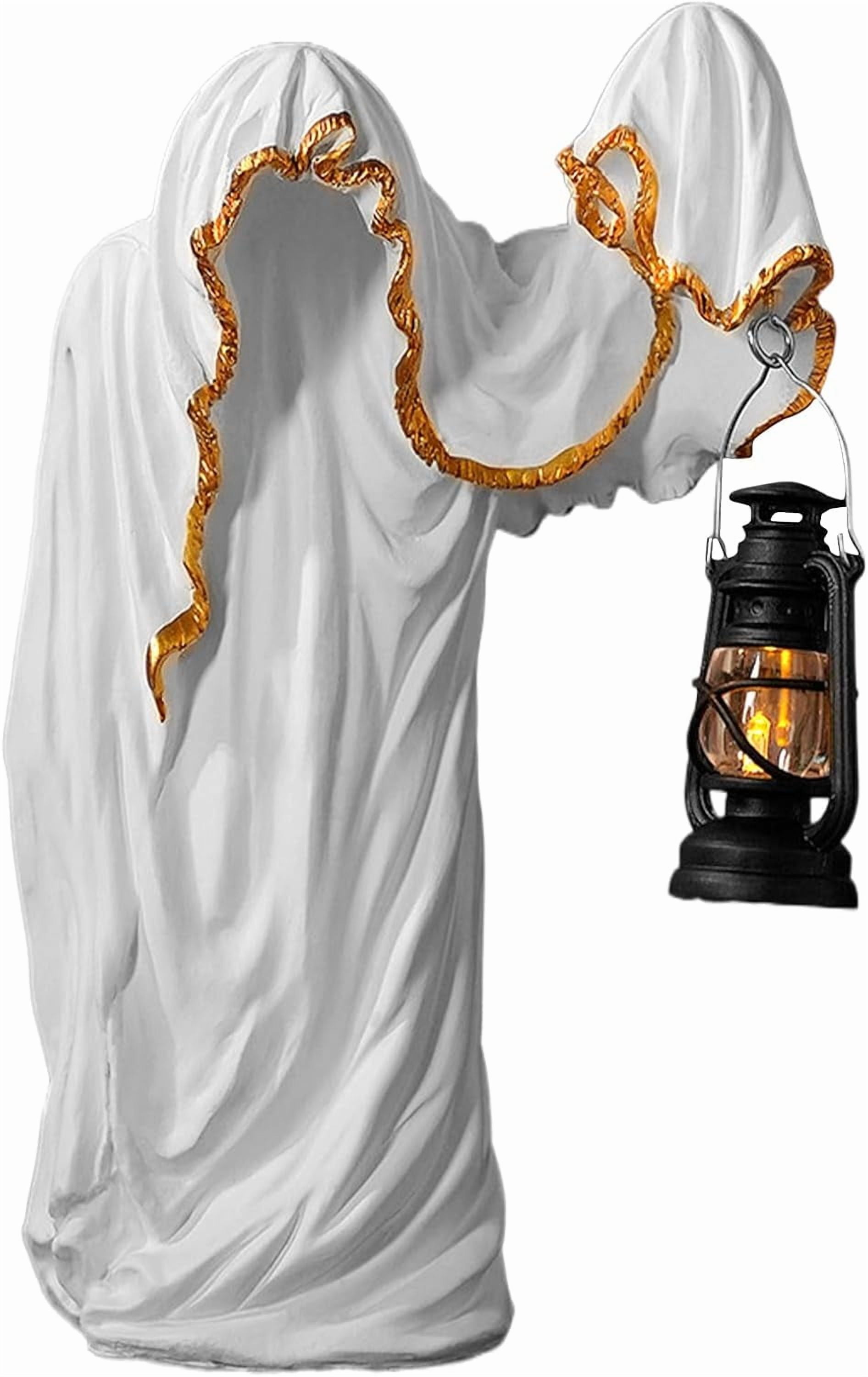 Bootesun Halloween 8 Inch Witch Statue, Ghost Holding Lantern Statue ...