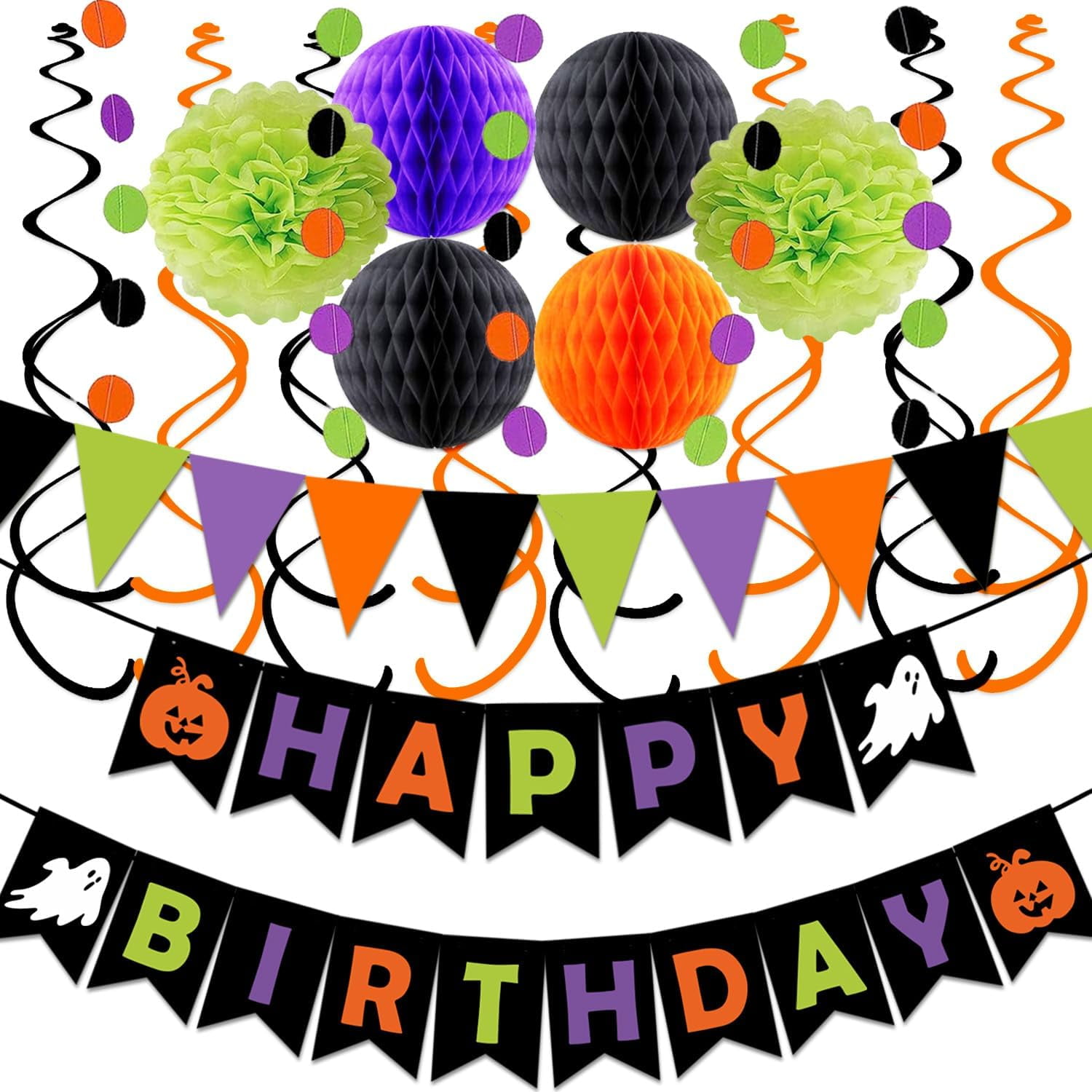 Bootesun Halloween Birthday Party Decorations, Halloween Happy Birthday ...