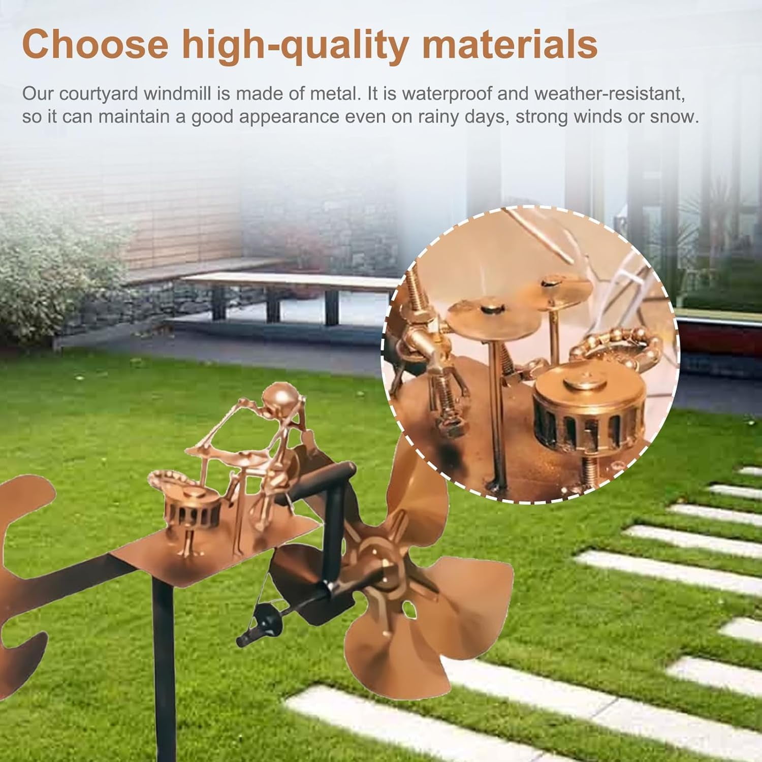 Bootesun Handmade Metal Drummer Windmill, Percussionist Music Figurines ...