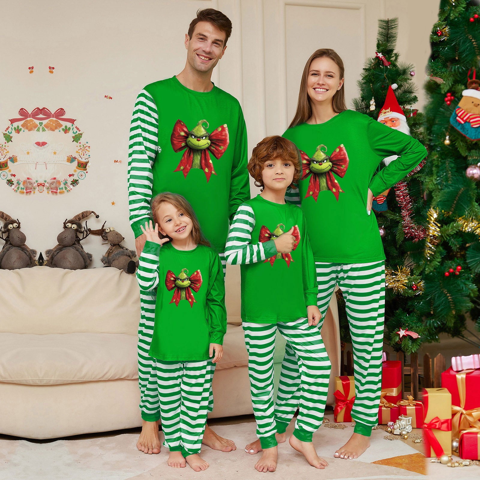 Bootesun Merry Christmas Green Elf Pajamas, Family Christmas Pajamas ...