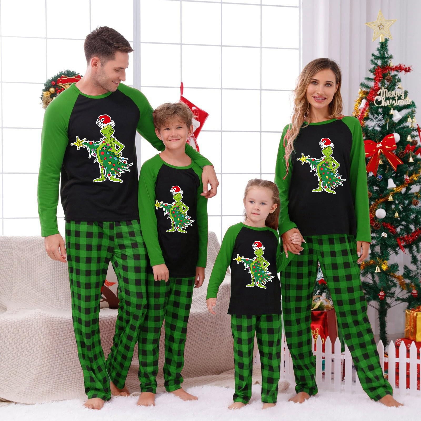 Bootesun Merry Christmas Matching Green Elf Pajamas Family Matching ...