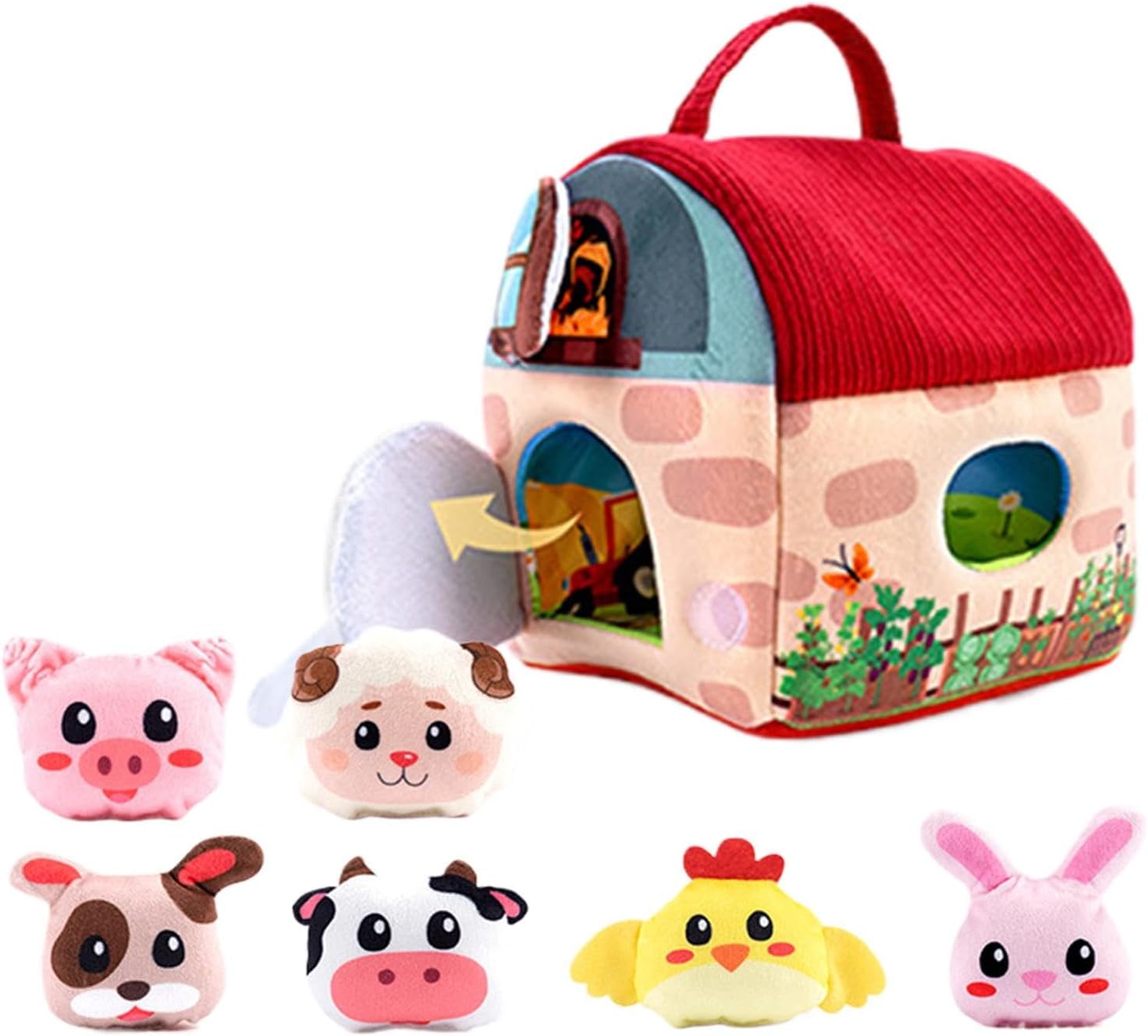 Bootesun Plush Farm Playset, Stuffed Animals Plush Barn Toys Set ...