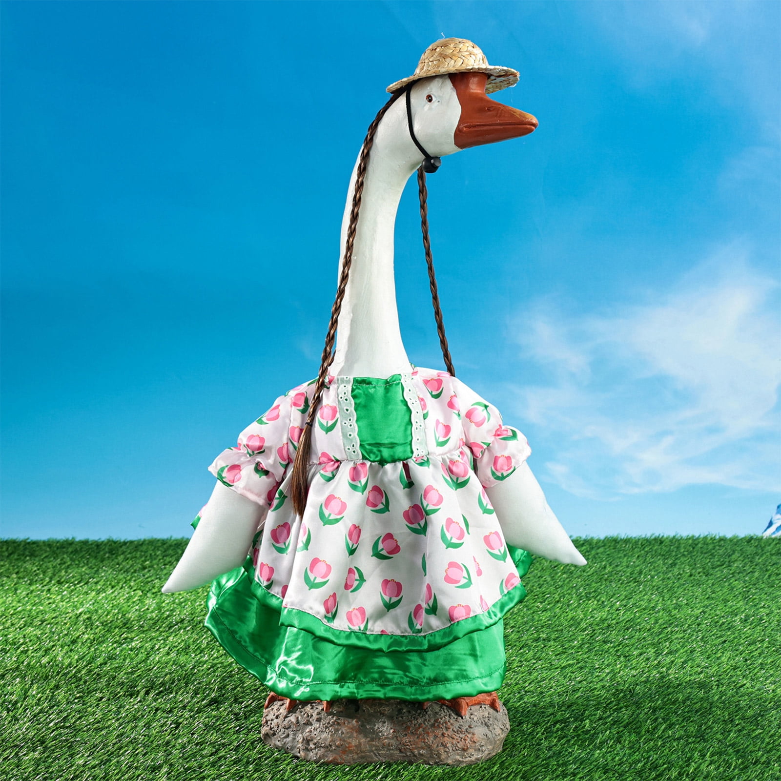 Bootesun Porch Goose Outfit with Rustic Folk Dress and Braided Straw ...