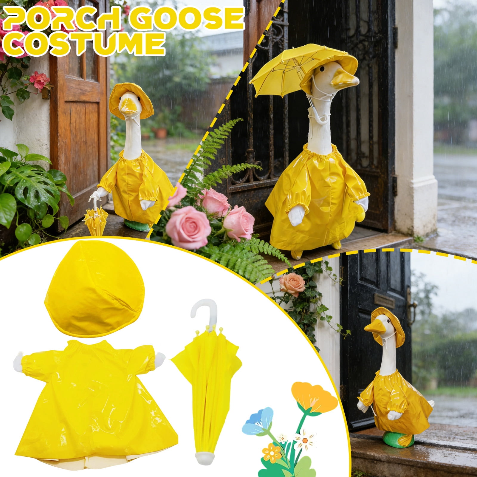 Bootesun Porch Goose Outfit with Yellow Raincoat and Matching Umbrella ...