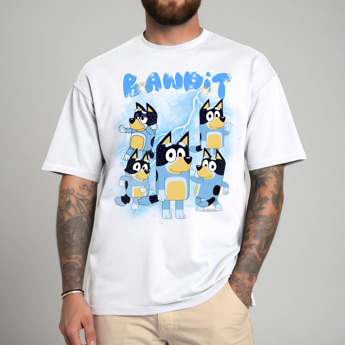 Bootleg Bandit Shirt, Funny Blue Dog Dad Parody Tee, Retro Bandit ...