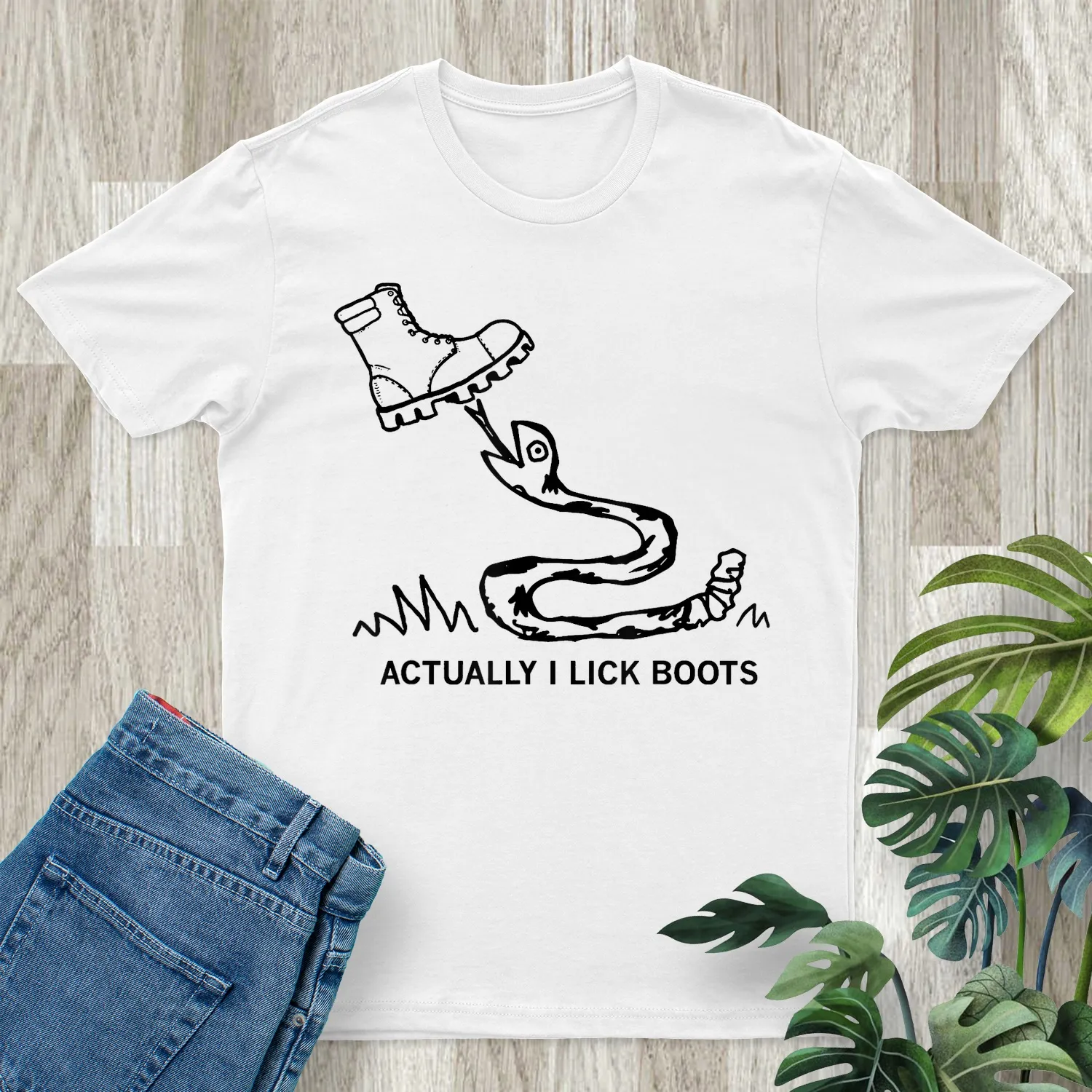 Bootlicker Snake Actually I Lick Boots Funny Meme Shirt - Walmart.com