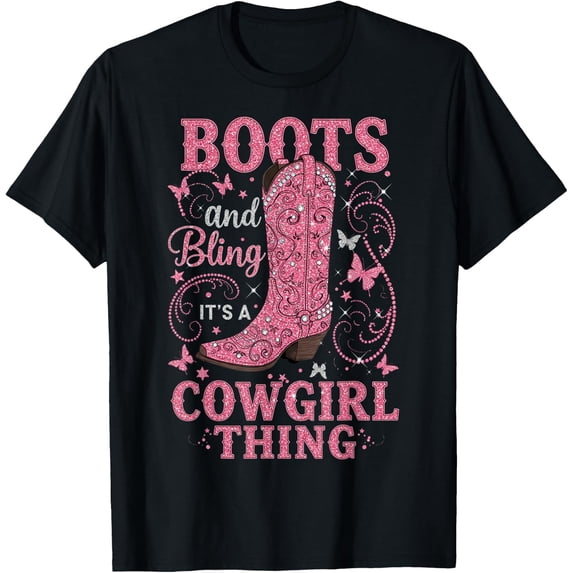 Boots And Bling Cowgirl Country Rodeo T-Shirt - Walmart.com