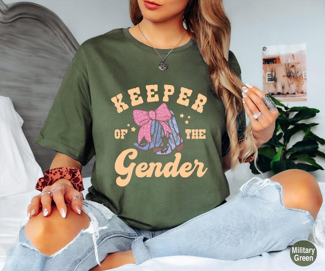 Boots Or Bow Western Keeper Of The Gender Shirt, Rodeo Gender Reveal T ...