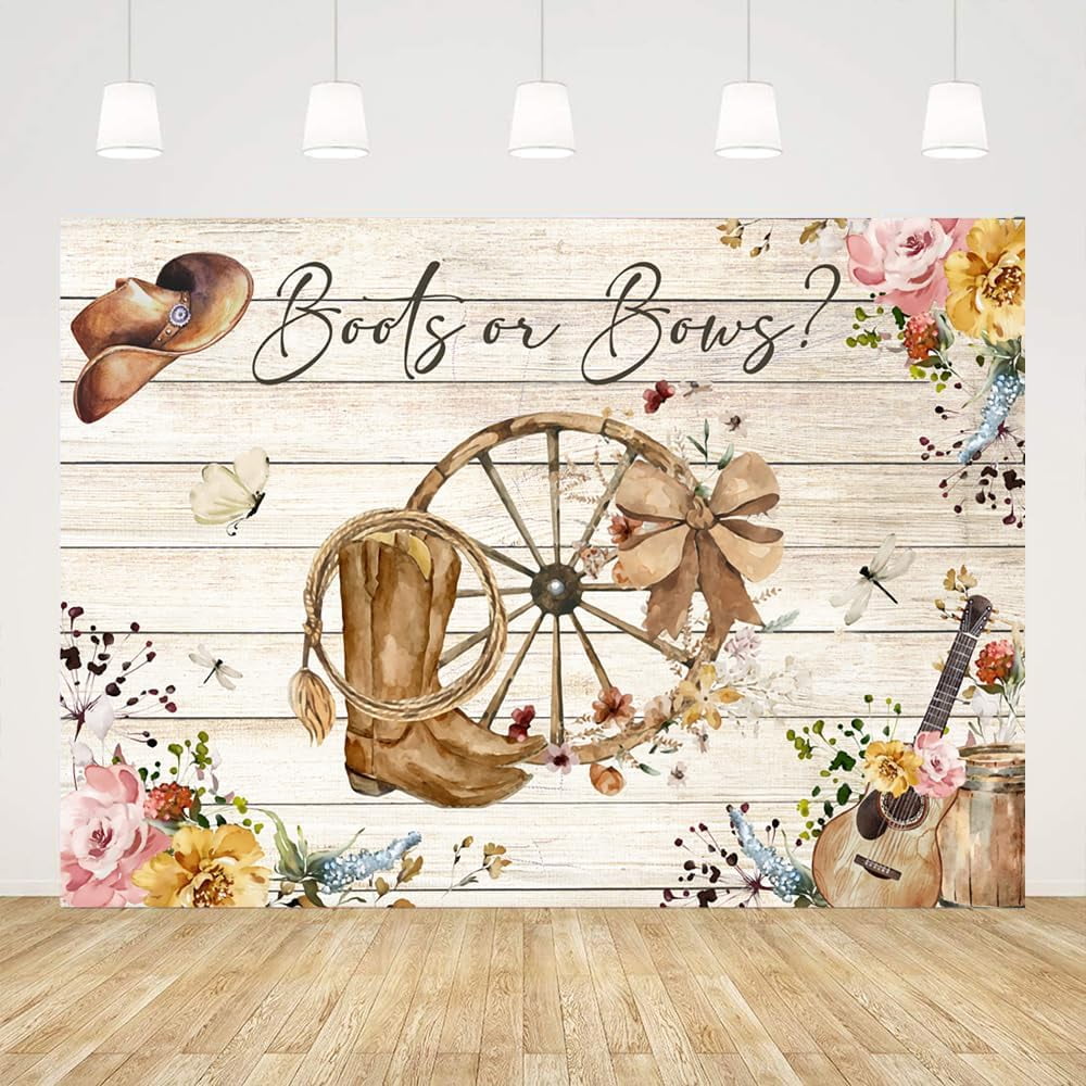 Boots or Bows Gender Reveal Backdrop 7x5ft Boys or Girls Baby Shower ...