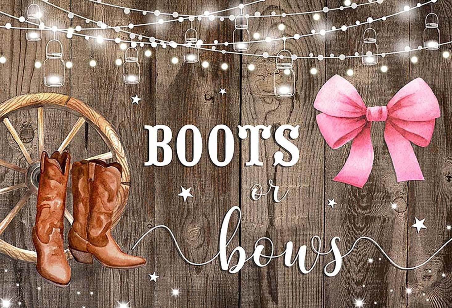 Boots or Bows Gender Reveal Backdrop Boys or Girls Baby Shower Banner ...