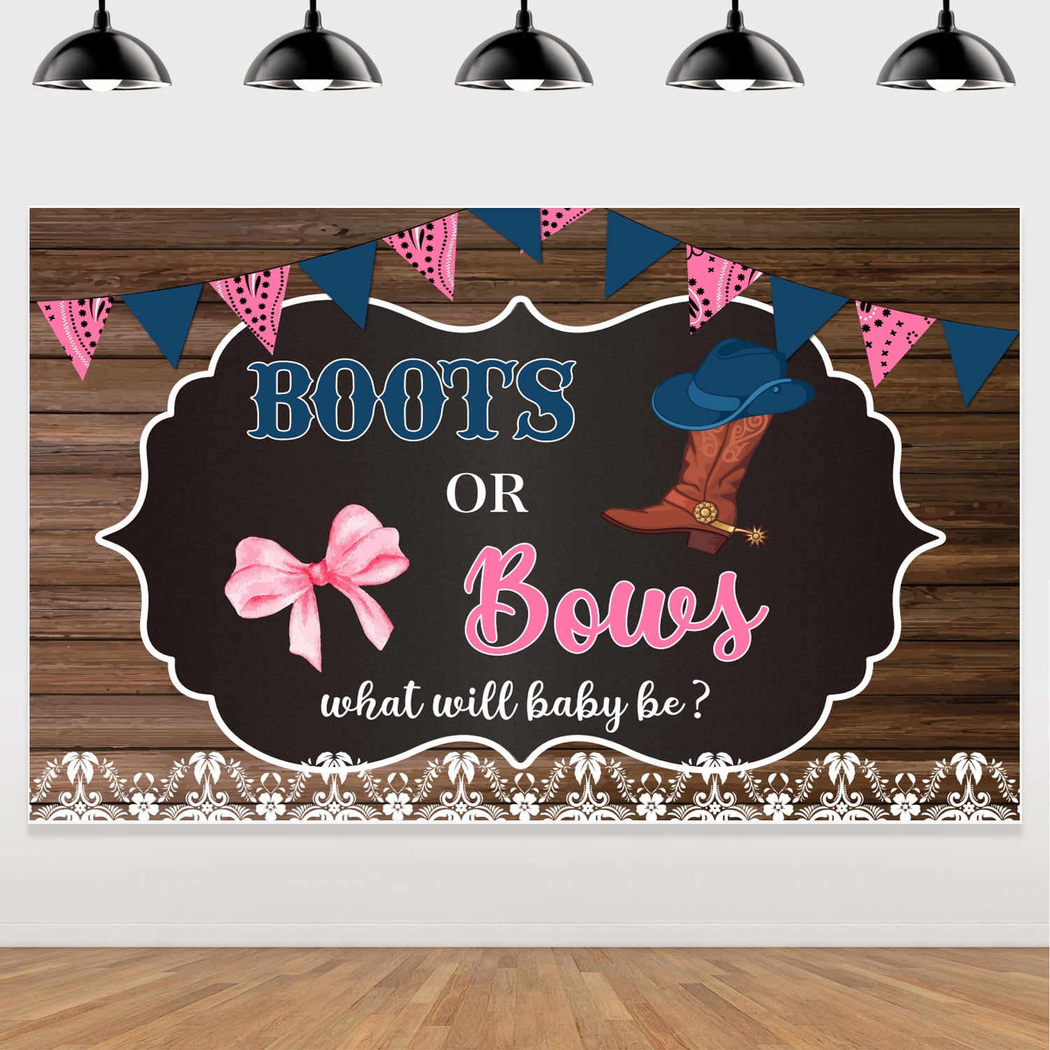 Boots or Bows Gender Reveal Banner, Gender Reveal Backdrop Boys or ...
