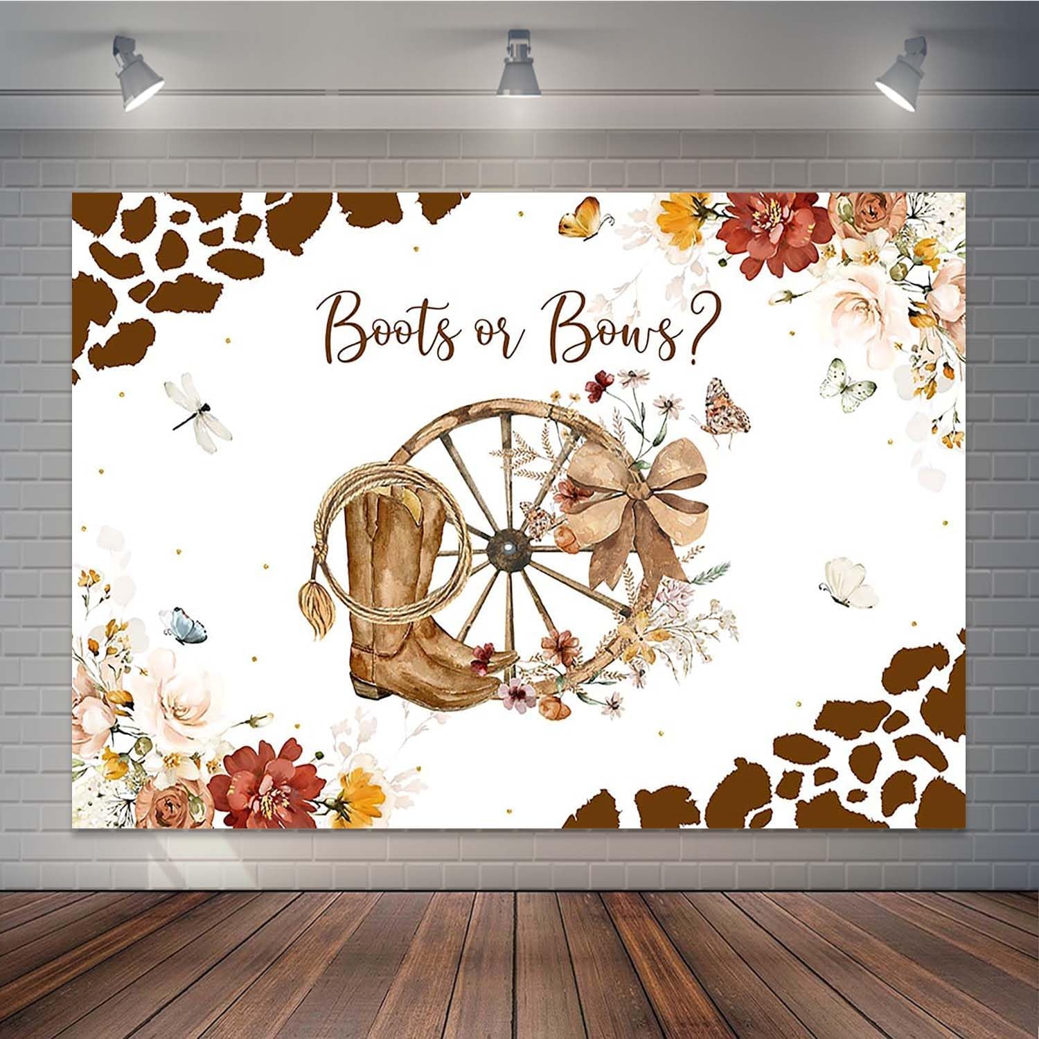Boots or Bows Rustic Country Western Backdrop Western Gender Reveal ...