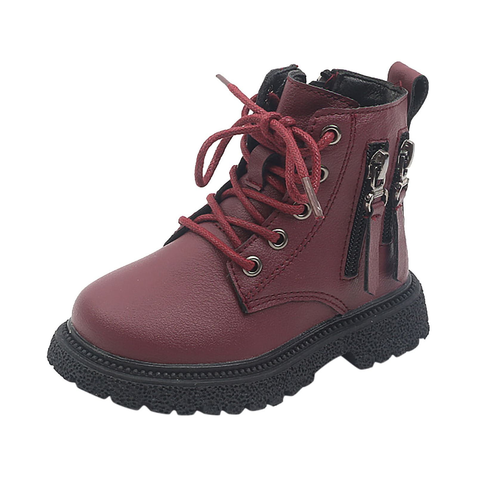 Boots Gift for Girls Kids Ankle Boots Boys Girls Side Zipper Lace Up ...