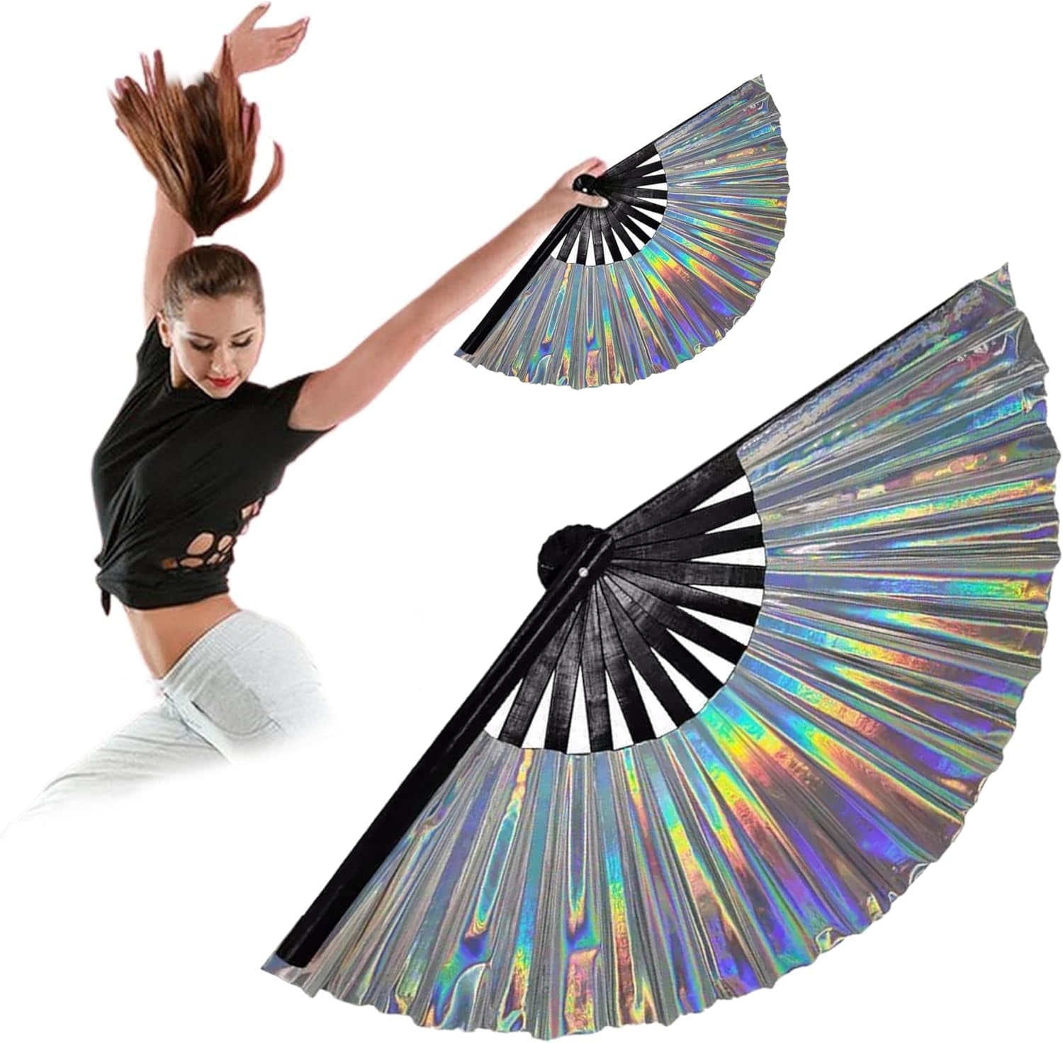 Boots On The Ground 2025 Large Holographic Folding Hand Fan – Laser ...