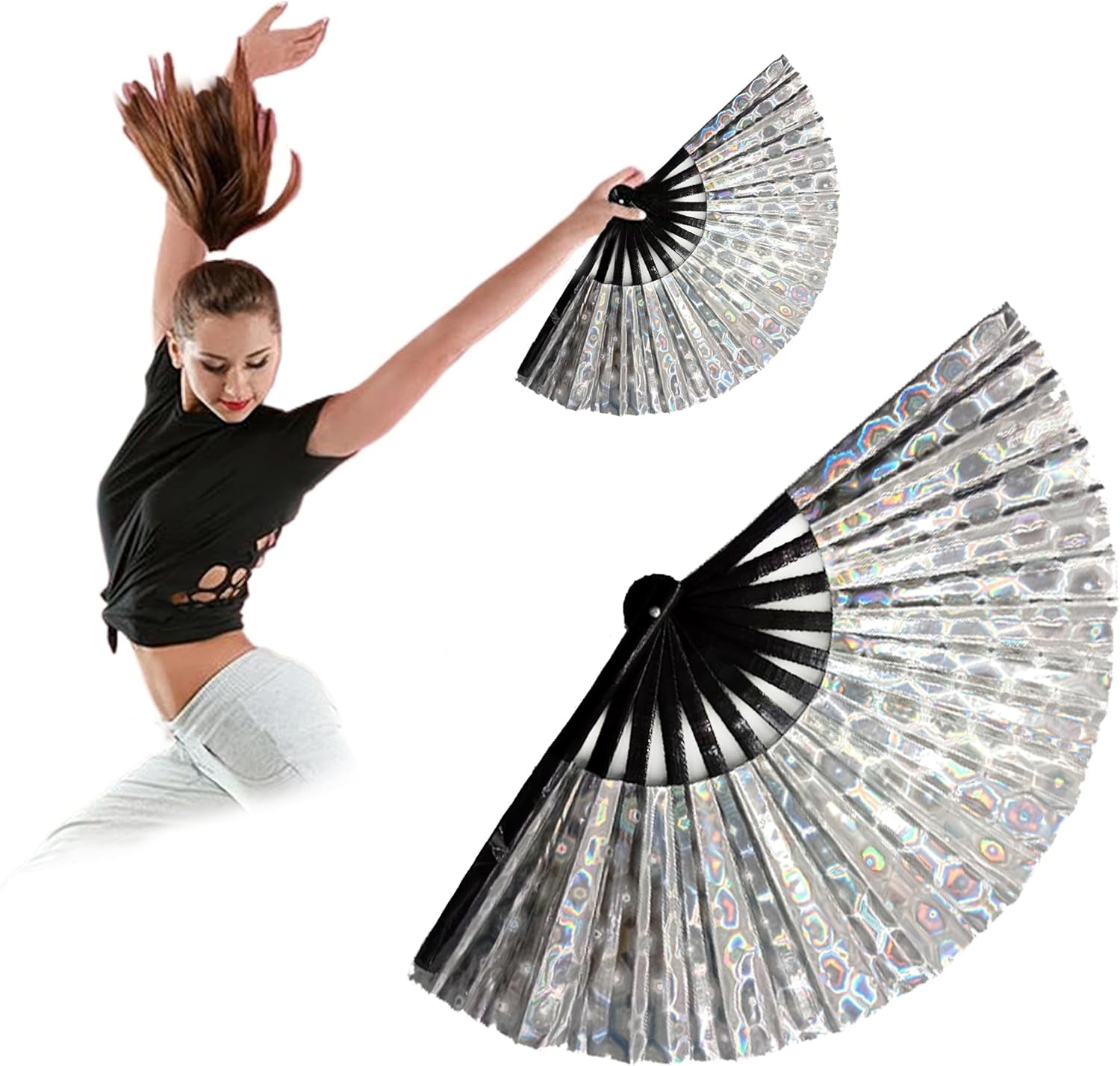 Boots On The Ground 2025 Large Holographic Folding Hand Fan – Laser ...