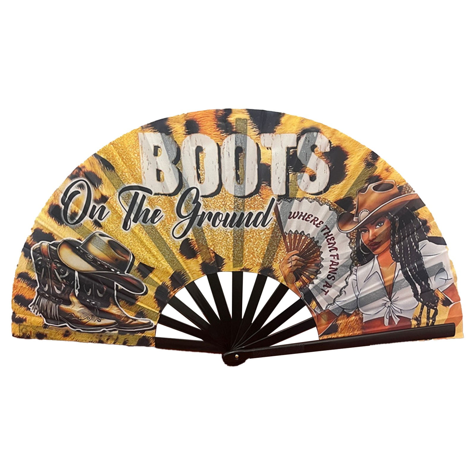 Boots on The Ground Fan, 13'' Large Line Dance Hand Fans Rhythm Clack ...