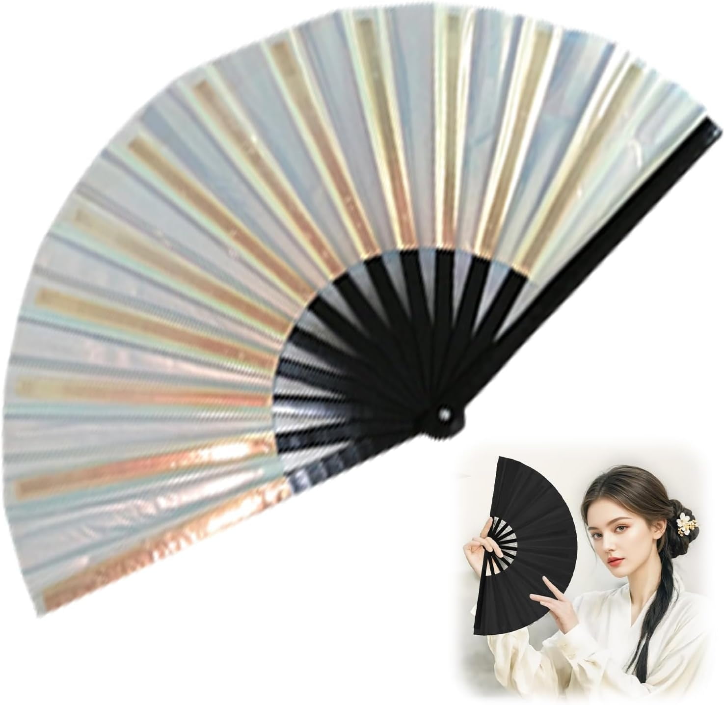 Boots on The Ground Fan, 2025 New Large Holographic Folding Hand Fan ...