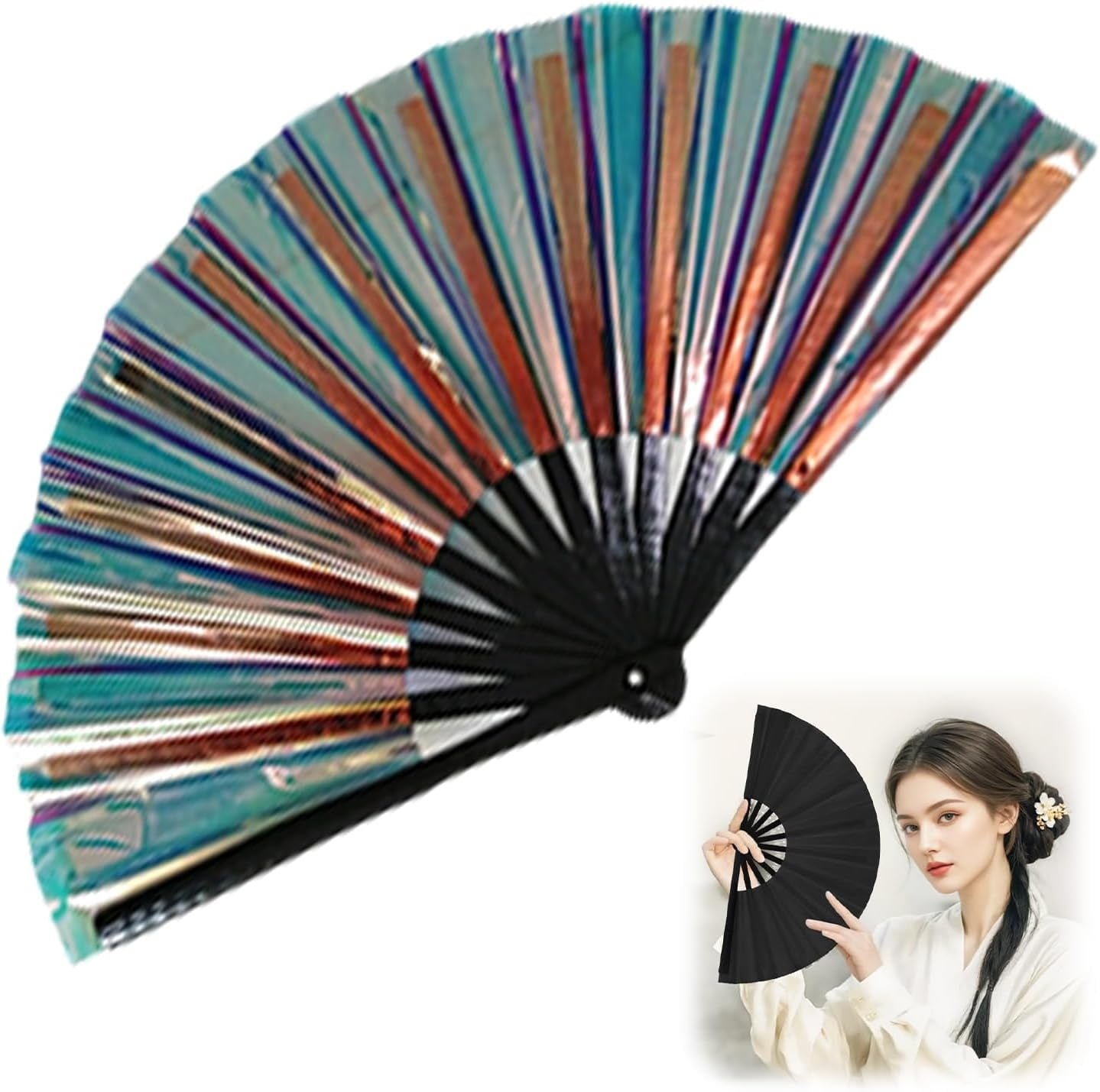 Boots on The Ground Fan, 2025 New Large Holographic Folding Hand Fan ...