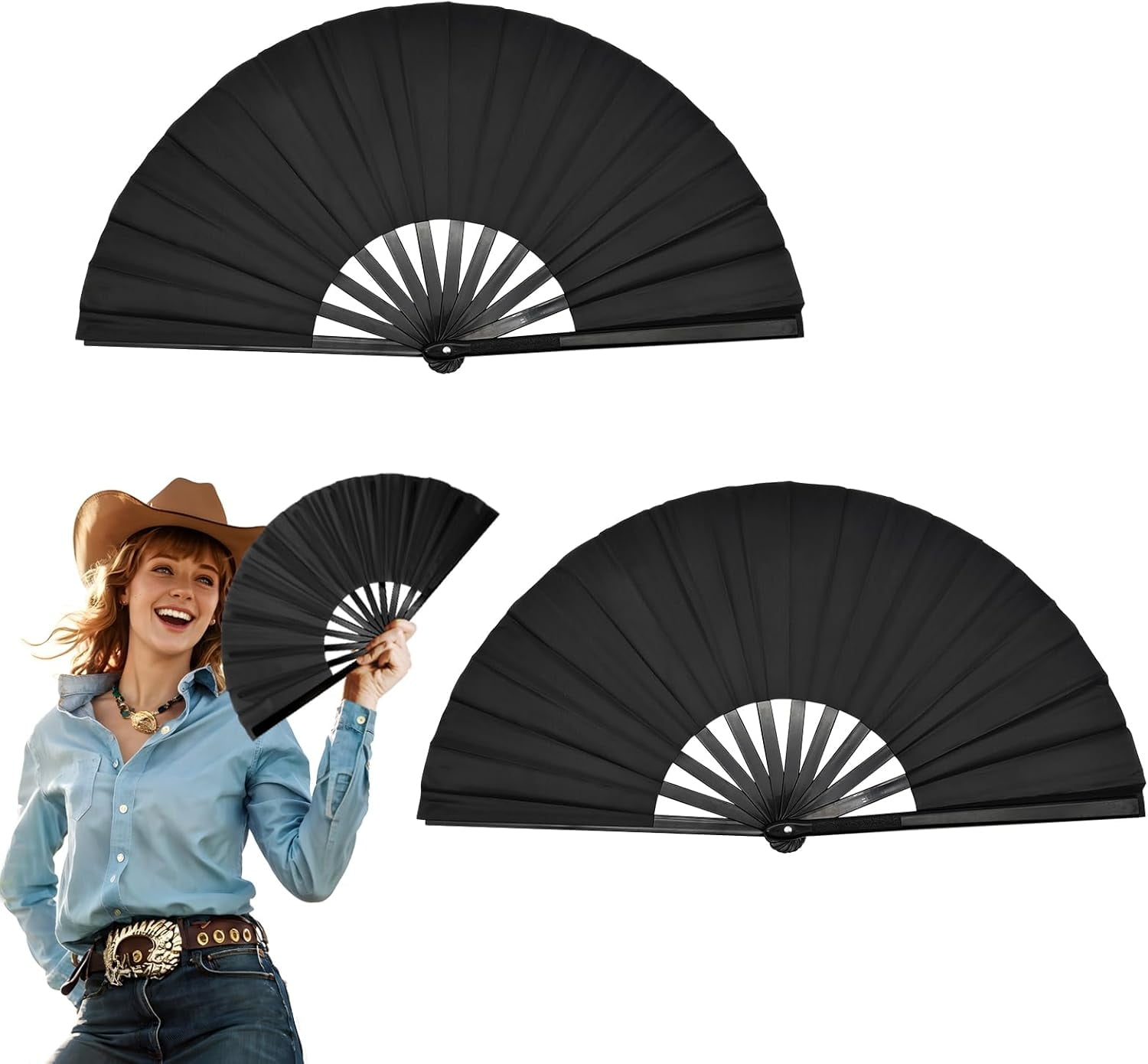 Boots on The Ground Fan, Large Folding Hand Fan Line Dance Popping Fan ...